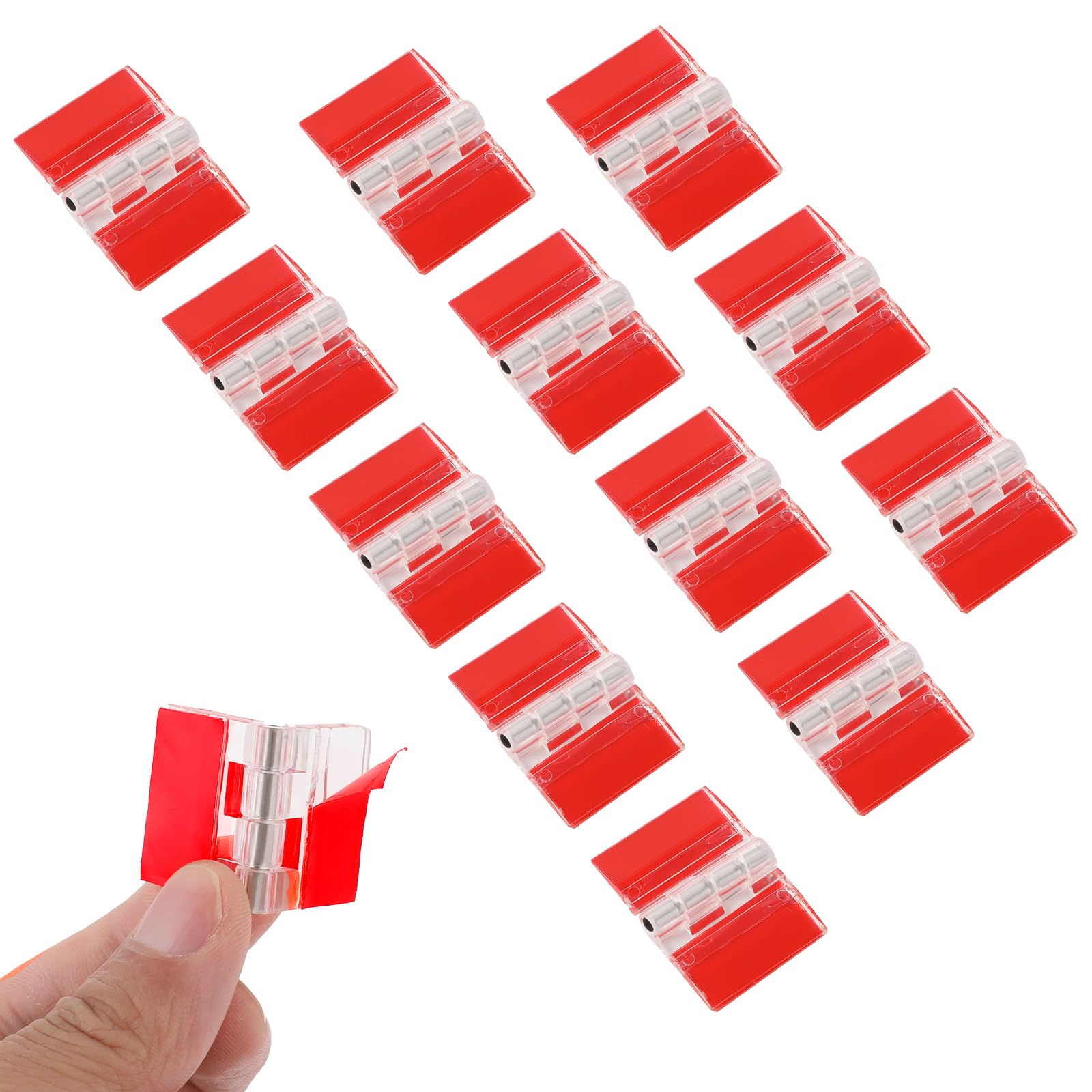 12 Pcs Plastic Hinges with Stainless Steel Shaft, Self Adhesive Clear ...