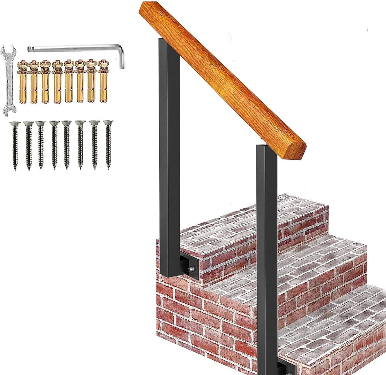 Houten leuningen voor buitentrappen, smeedijzeren trapleuning voor binnen veranda huis tuin ...