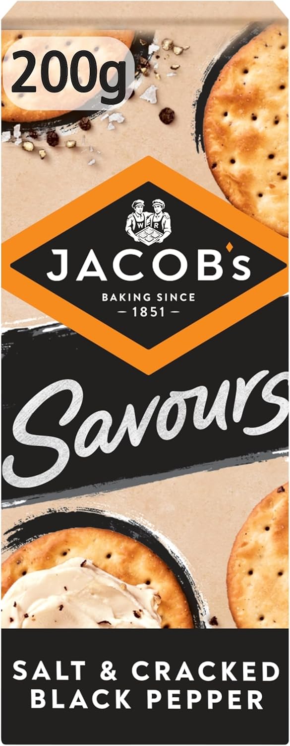 Jacob's Savours Bakes Salt and Cracked Black Peppers Crackers, 200 g ...