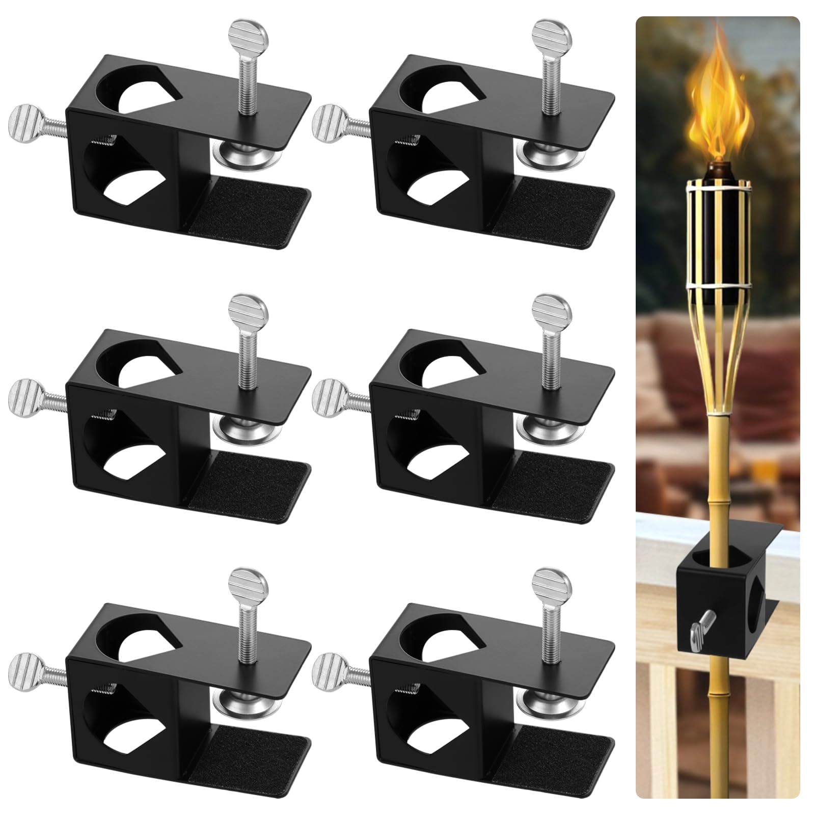 Snapklik.com : 6 PCS Deck Torch Clamps, Porch Rail Torch Clamp, Backyard Rail Torch Clip ...