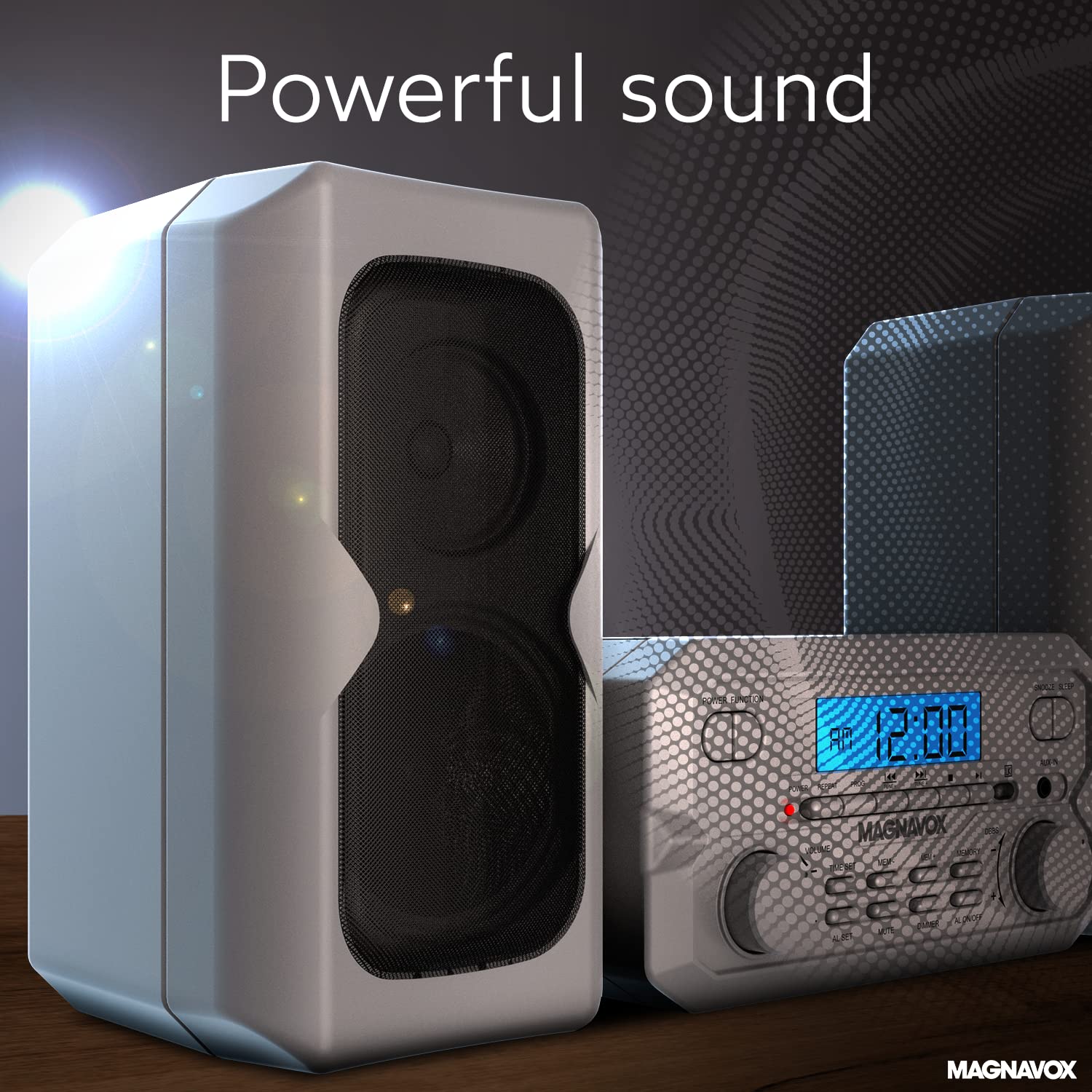 Magnavox MM435M-SL 3-Piece Compact CD Shelf System with Digital FM ...