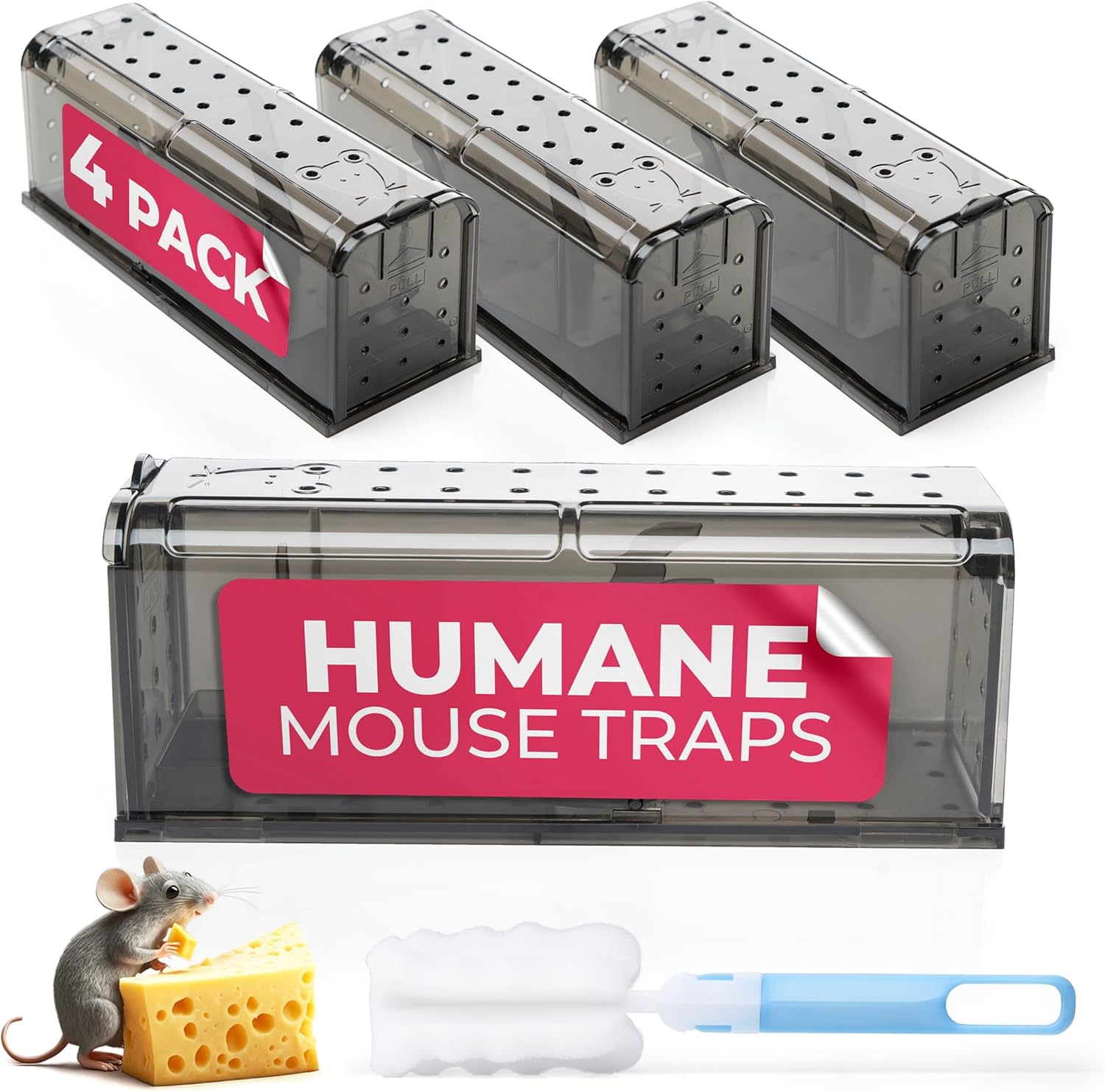 Amazon.com : Humane Mouse Trap Pack of 4 - No Kill - Live Mouse Traps ...