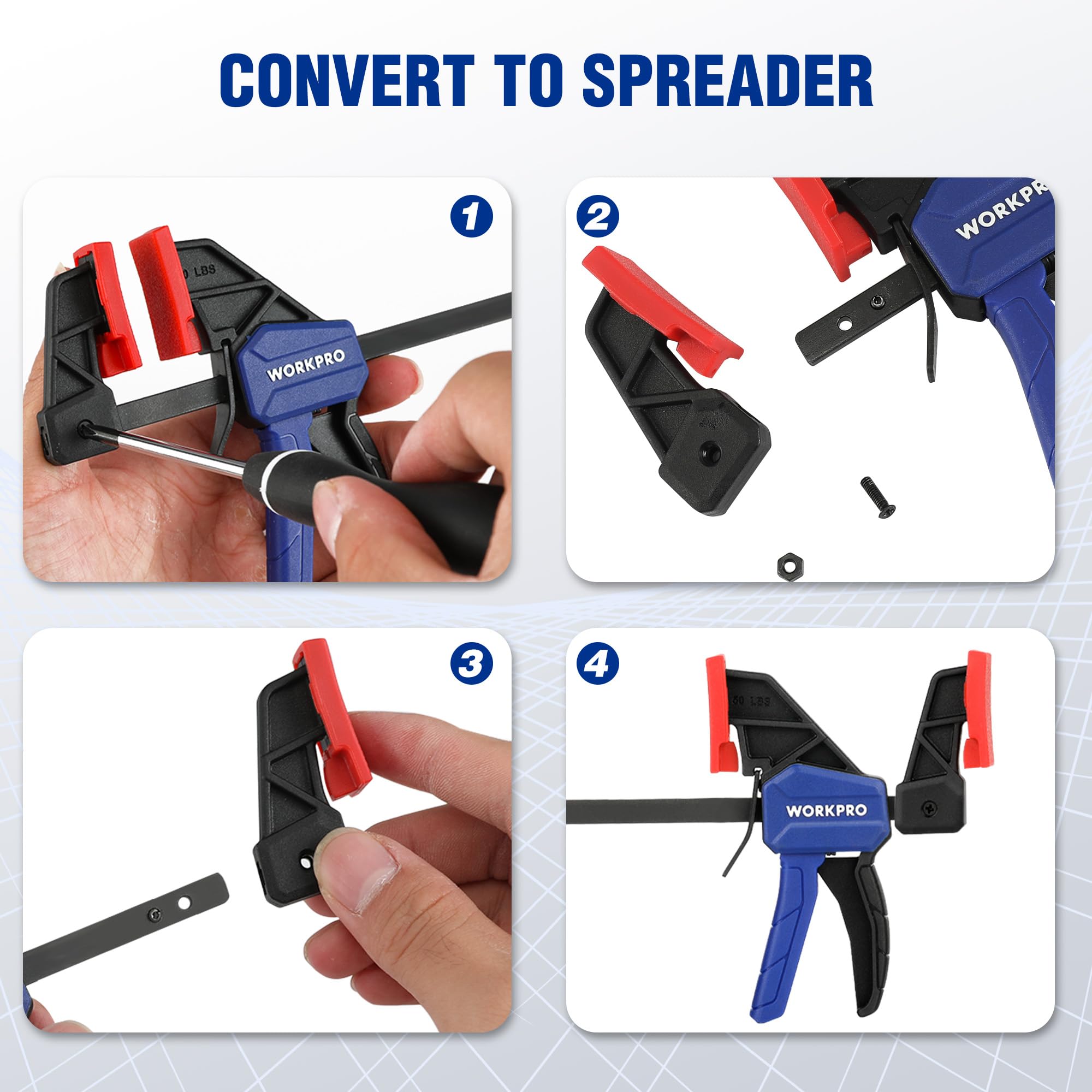 Snapklik.com : WORKPRO 6" Mini Bar Clamps For Woodworking, One-Handed ...