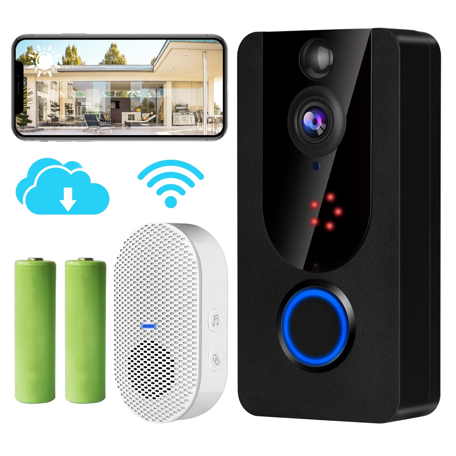 Doorbell Camera Wireless with Chime, WiFi Video Doorbell Camera, Human ...
