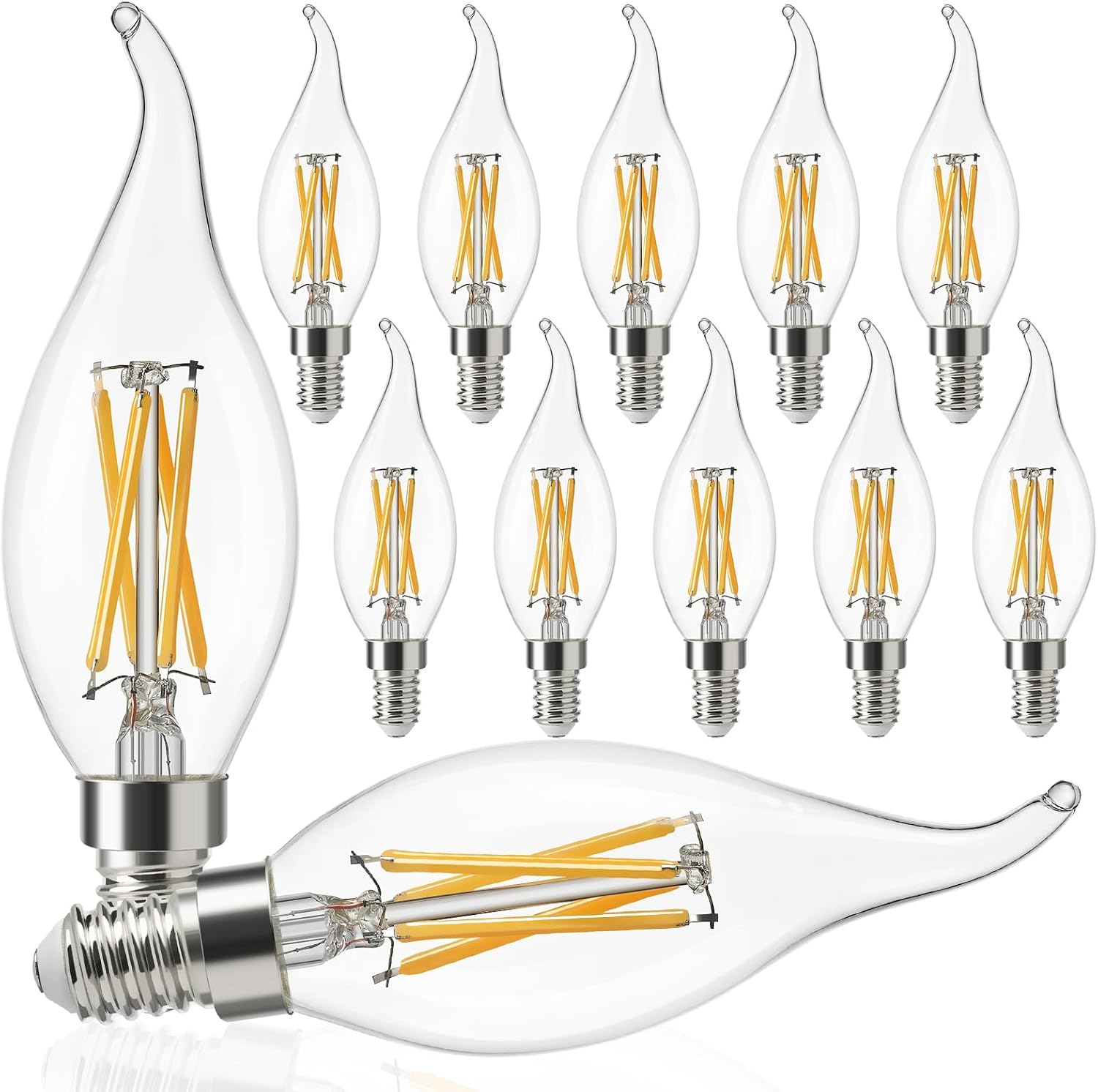 Amazon | LED電球 E12/E17全方向 60W形相当 600lm 2700K電球色 広配光 非調光型 シャンデリア 高演色性 密閉器具対応 キャンドル電球 日本PSE認証済 ...