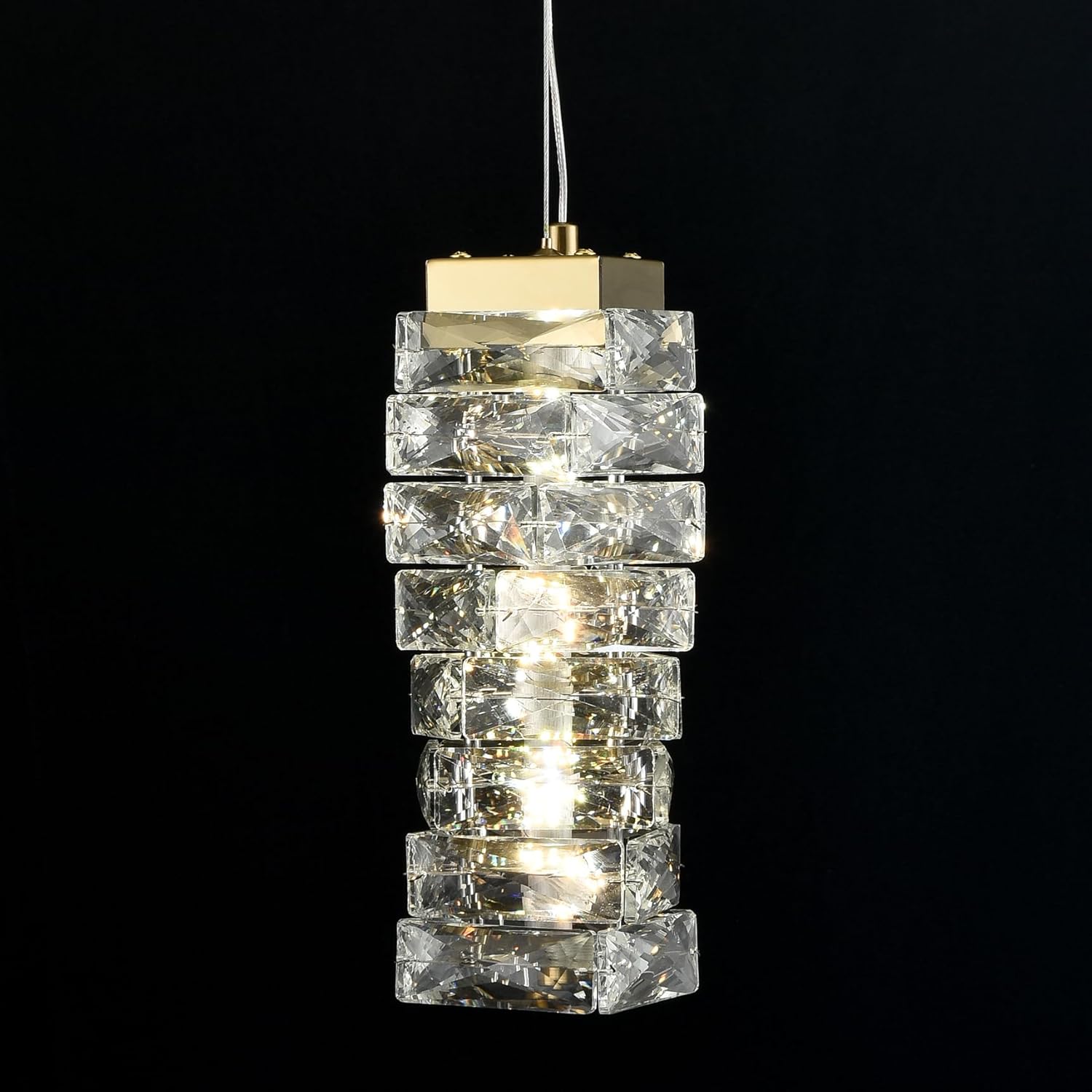 JEENKAE Modern Brass Gold Pendant Light Crystal Mini Pendant Lights ...