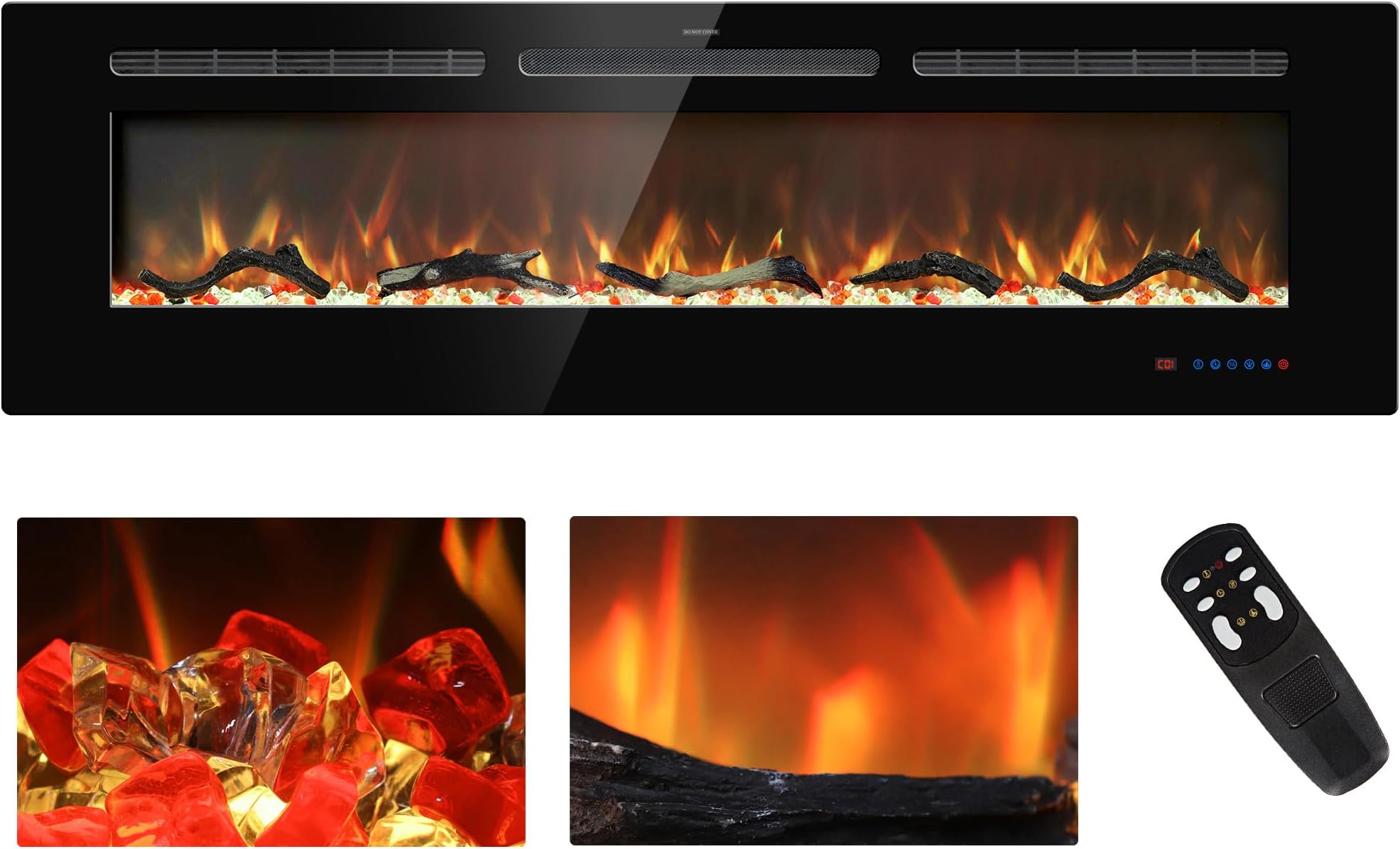 Amazon.com: 60" Electric Fireplace Inserts and Wall Mounts with Remote ...
