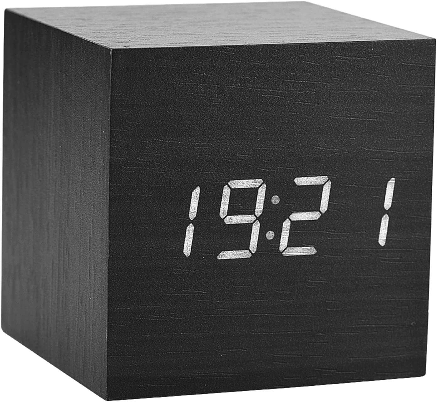 Amazon.com: Hakeeta Wooden Cube Alarm Clock with Voice Control Function ...