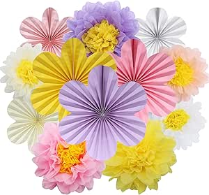 Amazon.com: BestoFun 12PCS Paper Flowers Fans Colorful Party ...