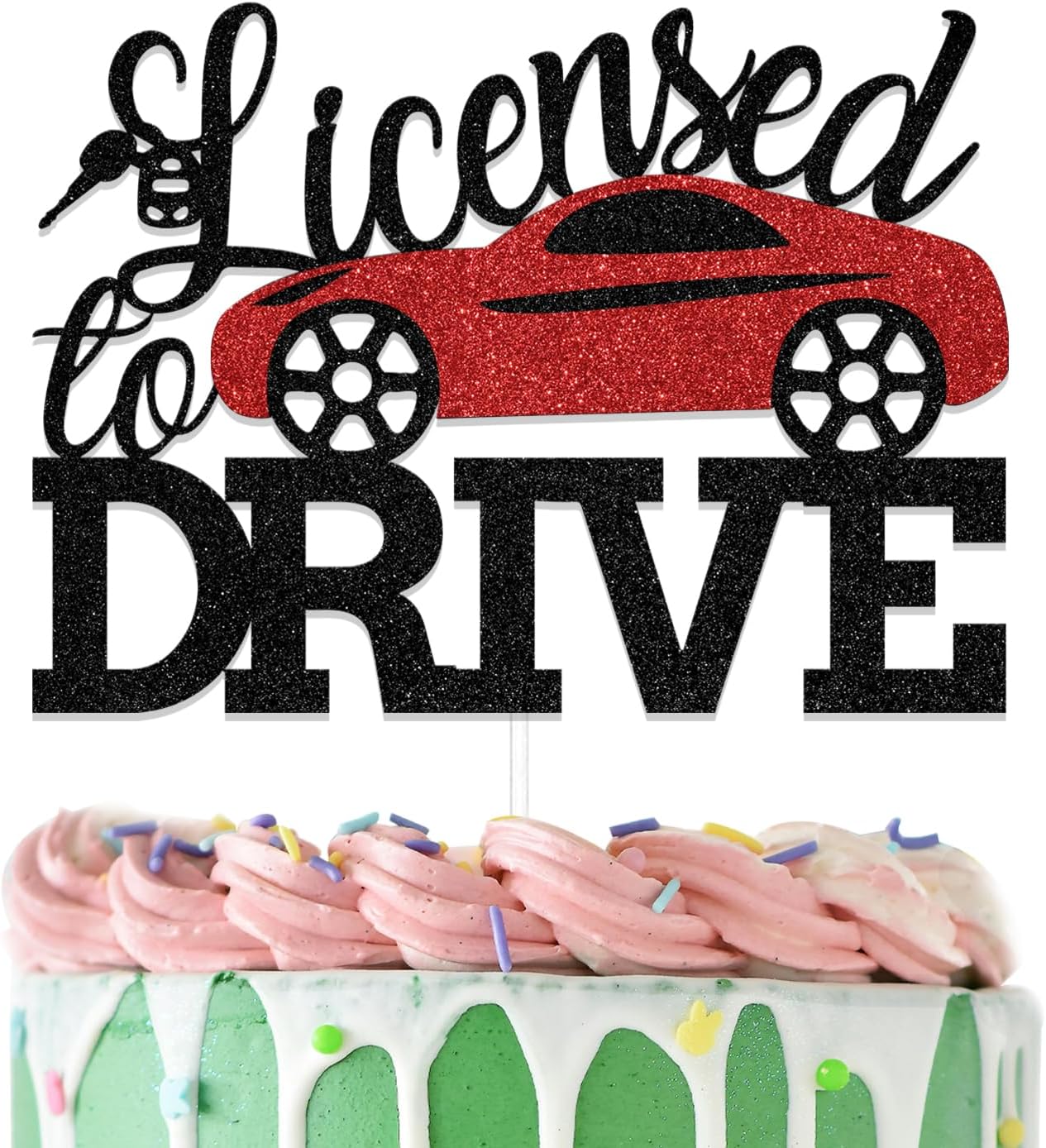 Amazon.com: Licensed to Drive Cake Topper, 16th Birthday Decorations ...
