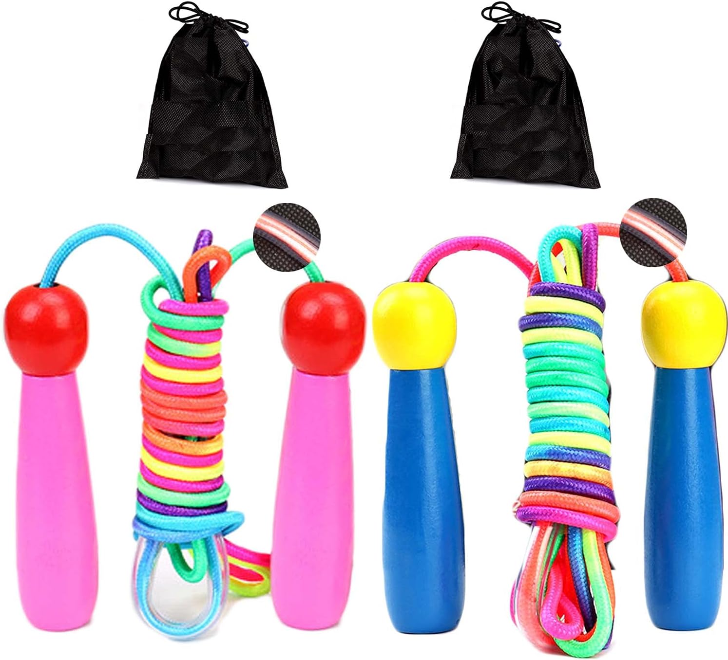 2 Pack Kids Adults Skipping Ropes, 8 Feet Adjustable Colorful Jump ...