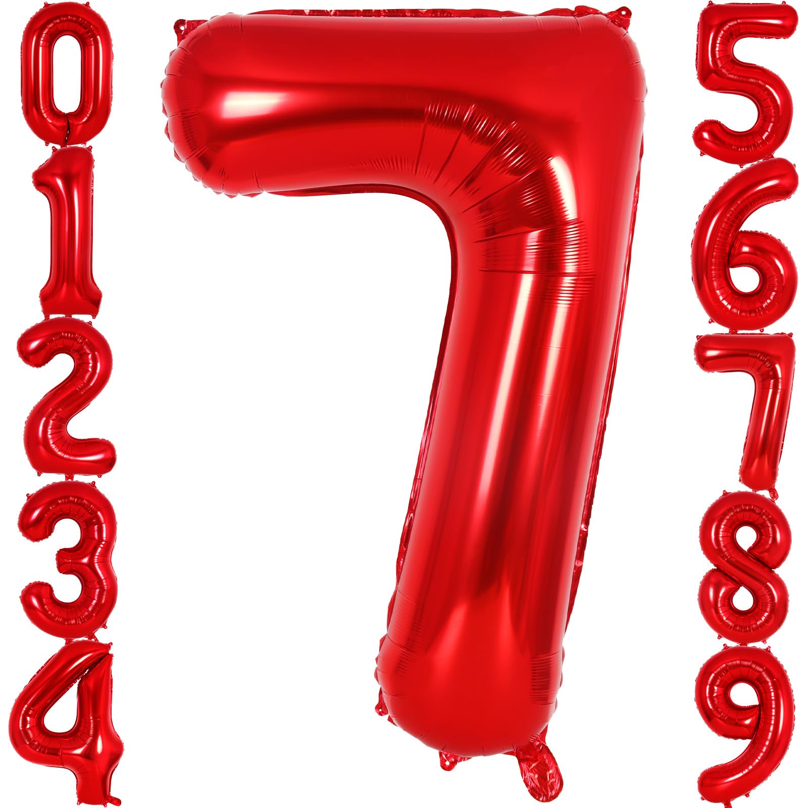 Amazon.com: Red Number 7 Balloon 40 Inch, Big Large Foil Helium Number ...