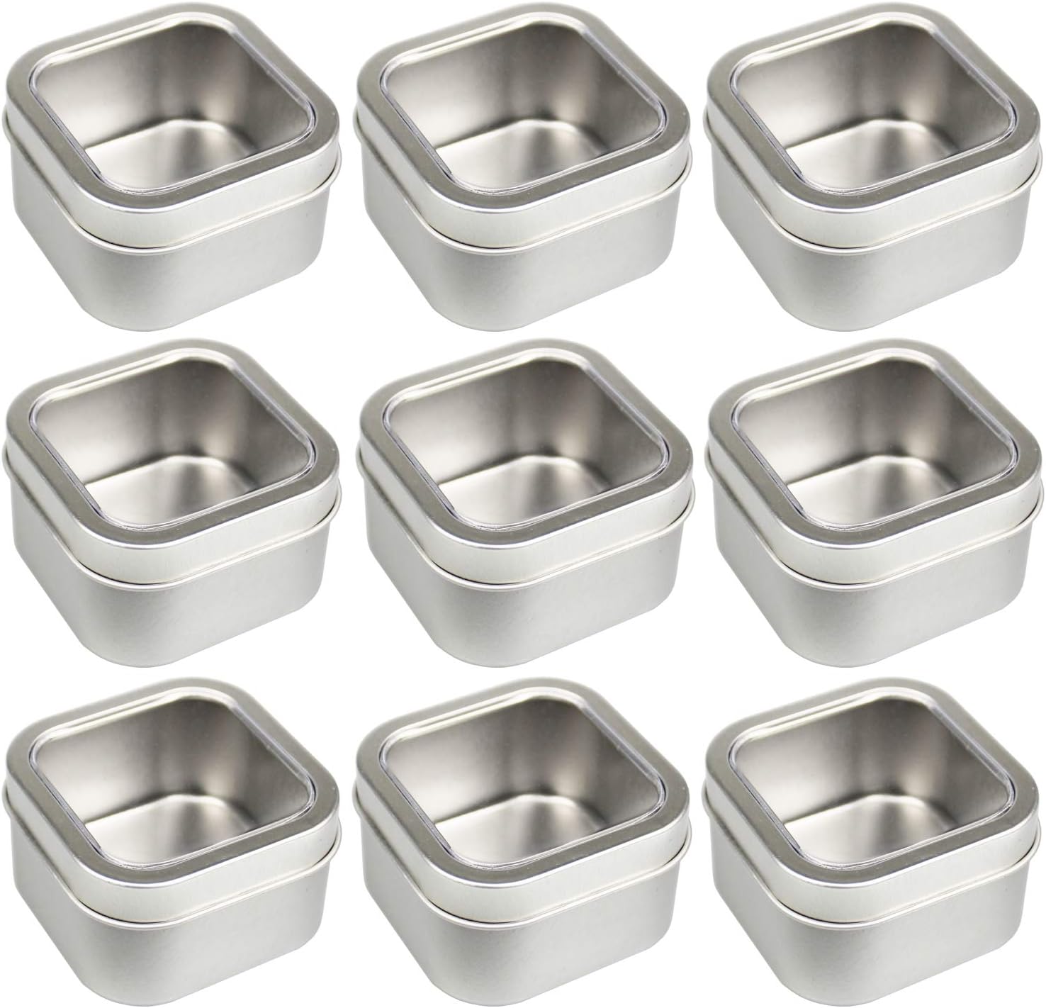 Amazon.com: LJY Empty 8-Ounce Capacity Square Silver Metal Tins with ...
