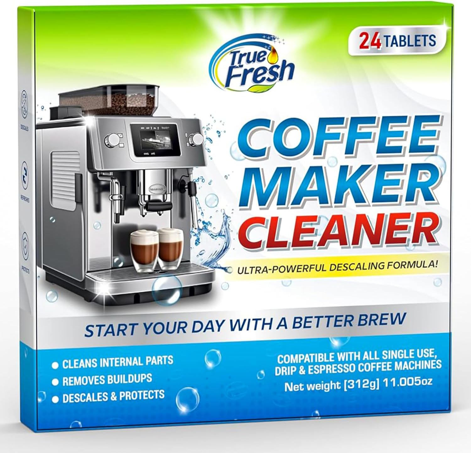 Amazon.com: True Fresh Coffee Machine Descaler Cleaner Tablets 24-Pack ...