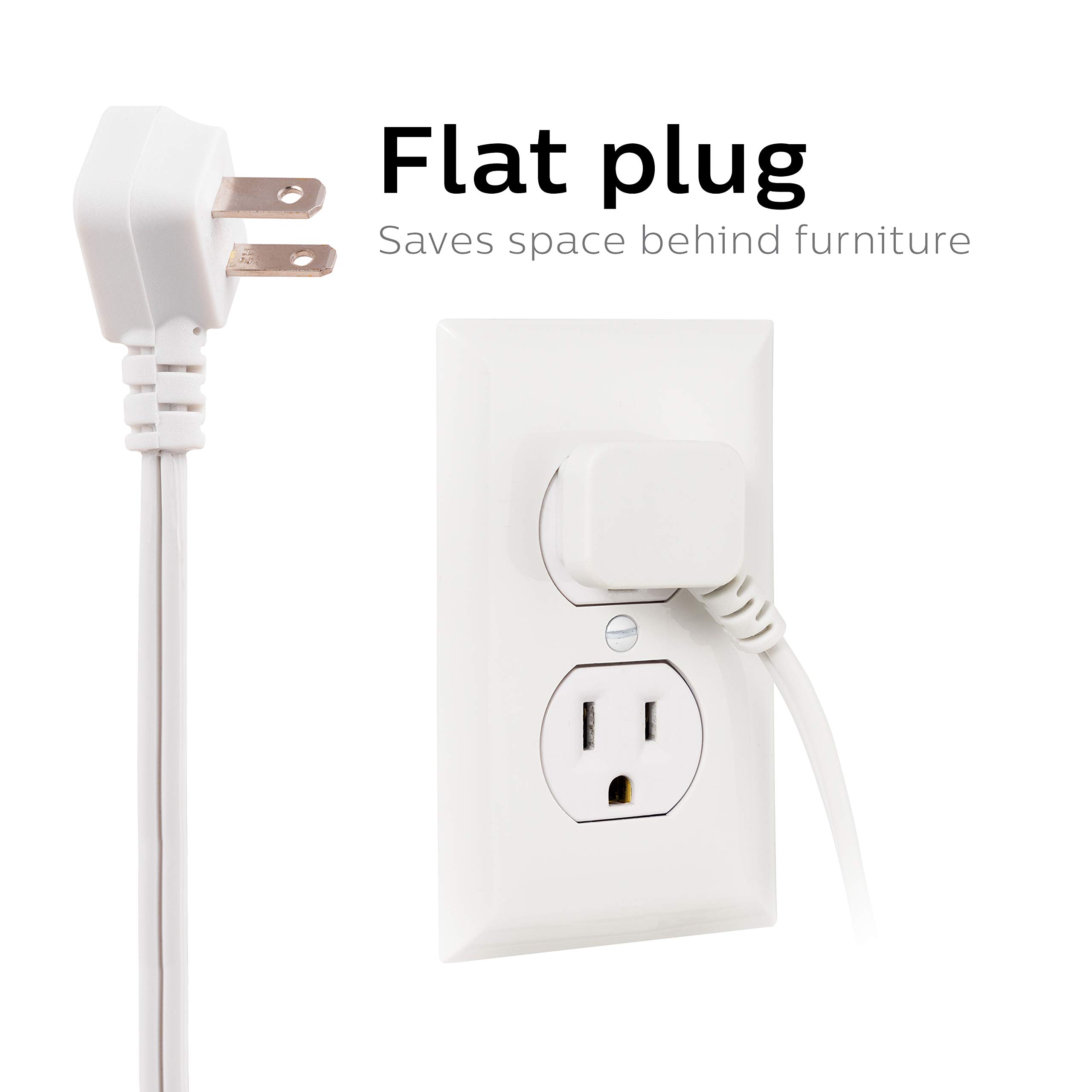 Snapklik.com : Philips Indoor Extension Cord Power Strip 15 Ft, Flat Plug