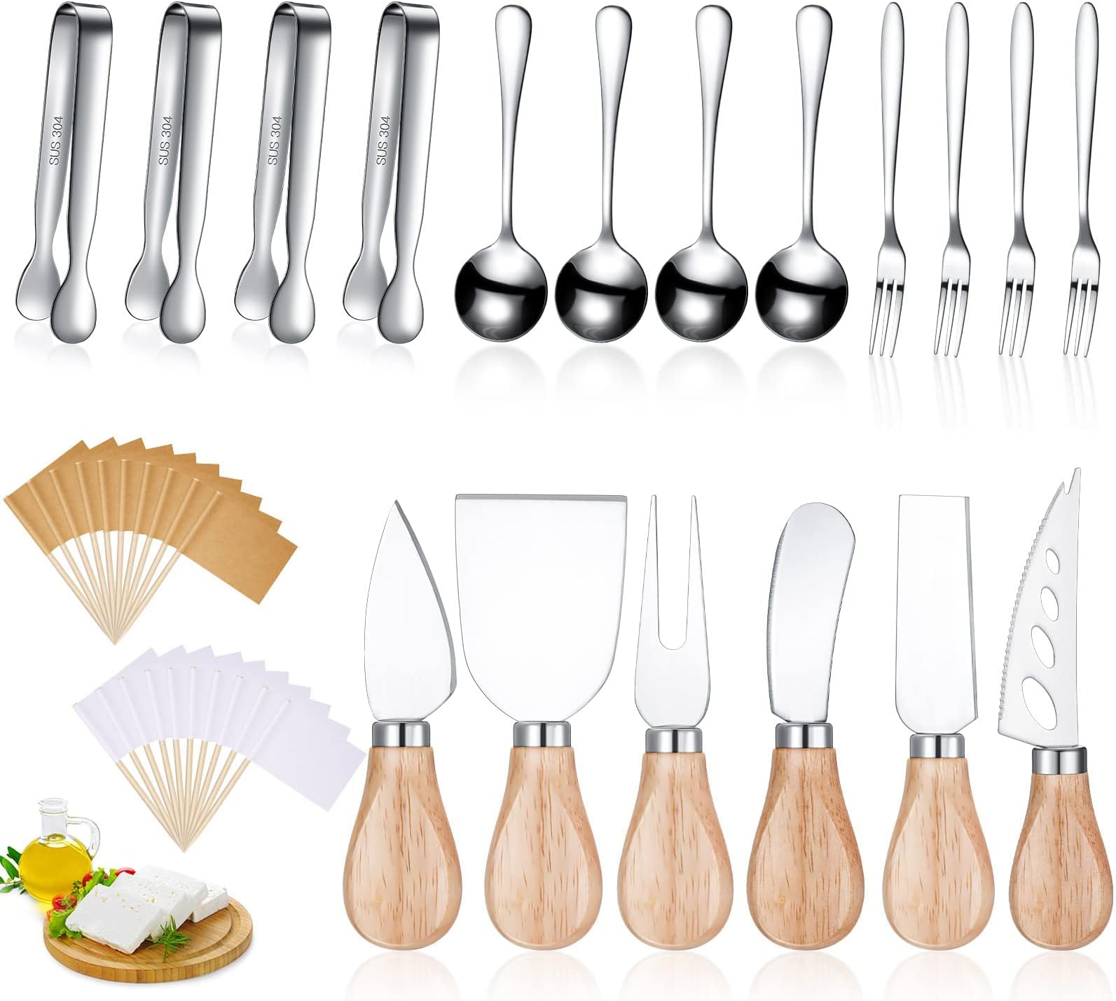 Amazon.com: Cheese Knives Set,Stainless Steel Cheese Knife Collection ...