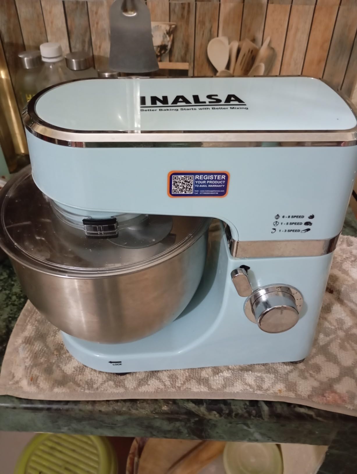 Buy INALSA Stand Mixer 1200W|Pure Copper Motor|5.3L SS Bowl With Splash ...