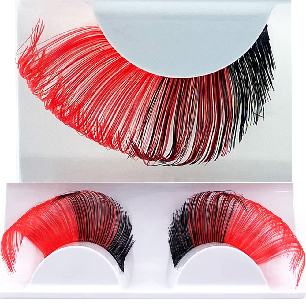 Amazon.com: Red Rainbow Eyelashes, Fake Eyelashes Colorful Eyelashes ...