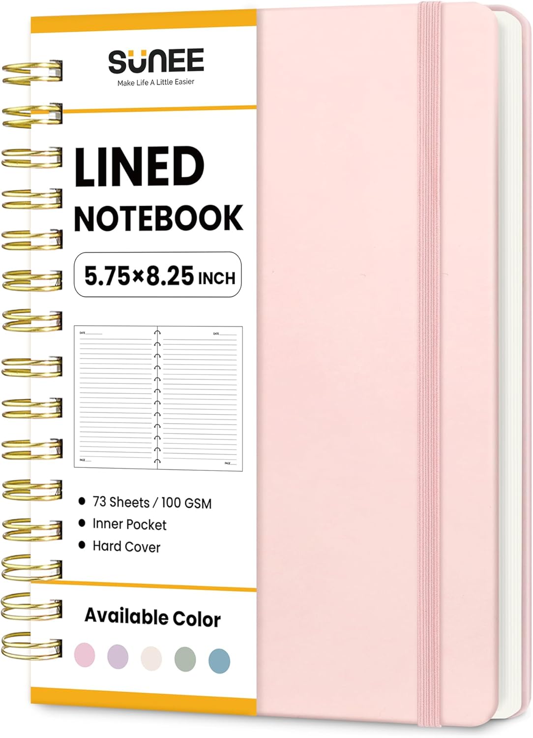 Amazon.com : SUNEE Journaling Notebooks, A5 Lined Spiral Notebook for Women, 146 Pages College ...