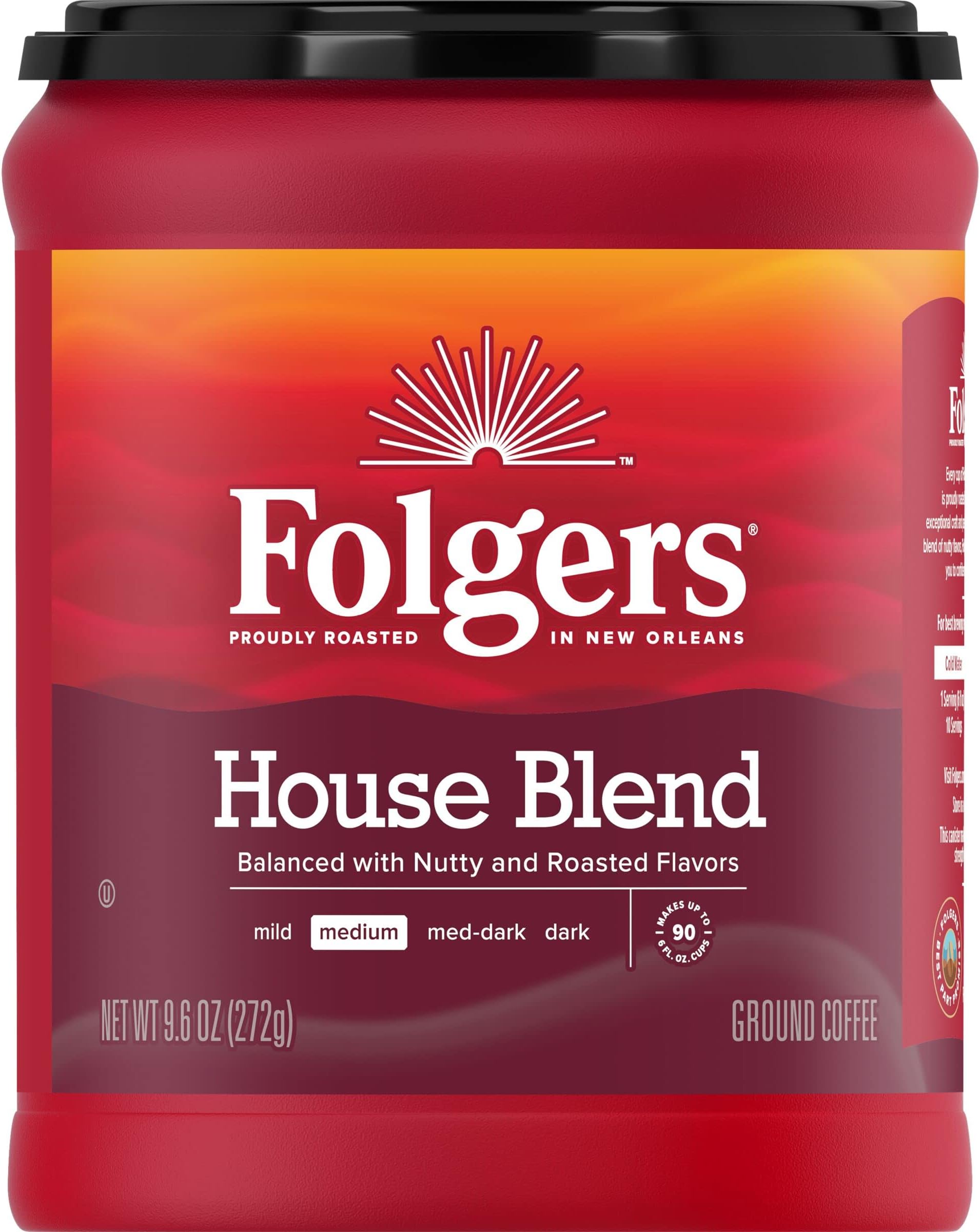 Amazon.com: Folgers House Blend Ground Coffee, Medium Roast, 9.6 Ounce