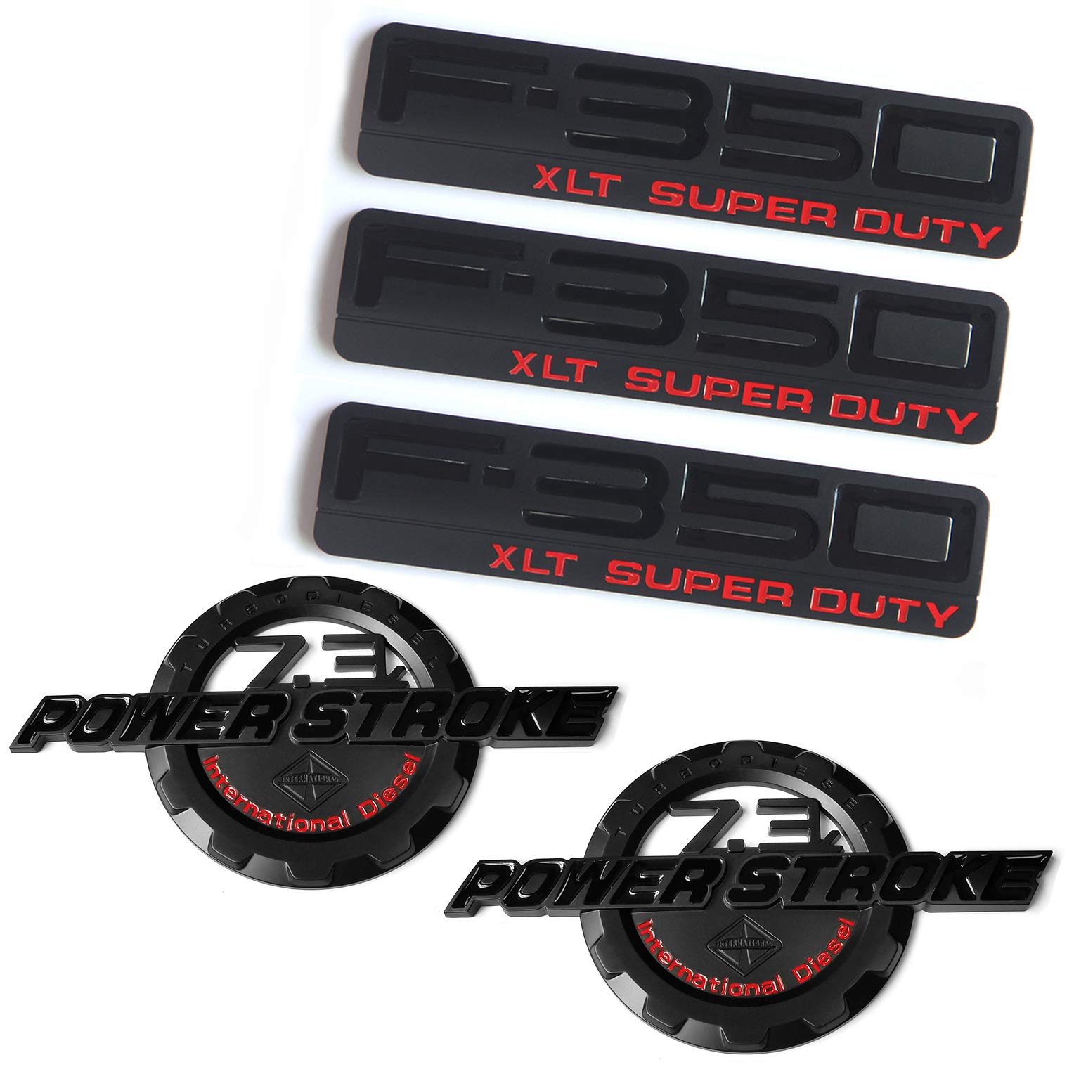 Buy Set OEM Black Red 7.3L Power Stroke International Plus 350 XLT ...