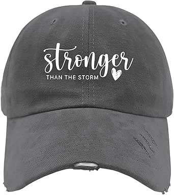 Stronger Than The Storm Baseball Cap USA Cowboy Hat Dark Grey Black ...