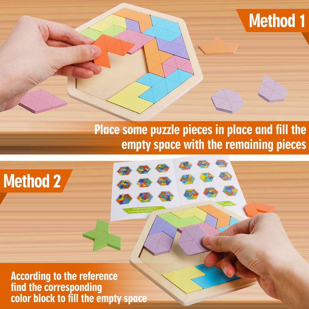 Snapklik.com : Wooden Hexagon Puzzle For Kid Adults Wooden Blocks ...