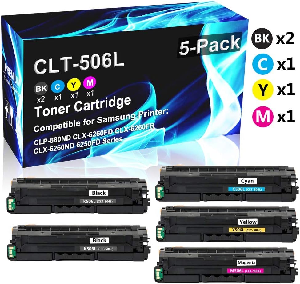 Amazon.com: 5-Pack (2BK+C+Y+M) Compatible Color CLP-680ND CLX-6260FD 6260FR 6260ND 6250FD ...