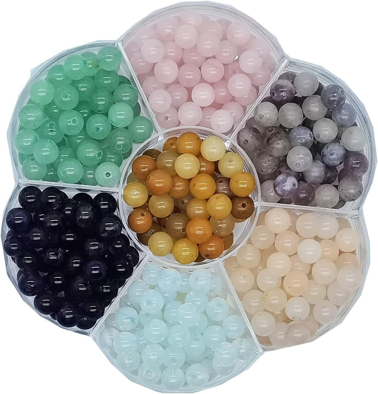 Amazon.com: 450pcs 8mm Natural Round Stone Beads Gemstone Beading Loose ...