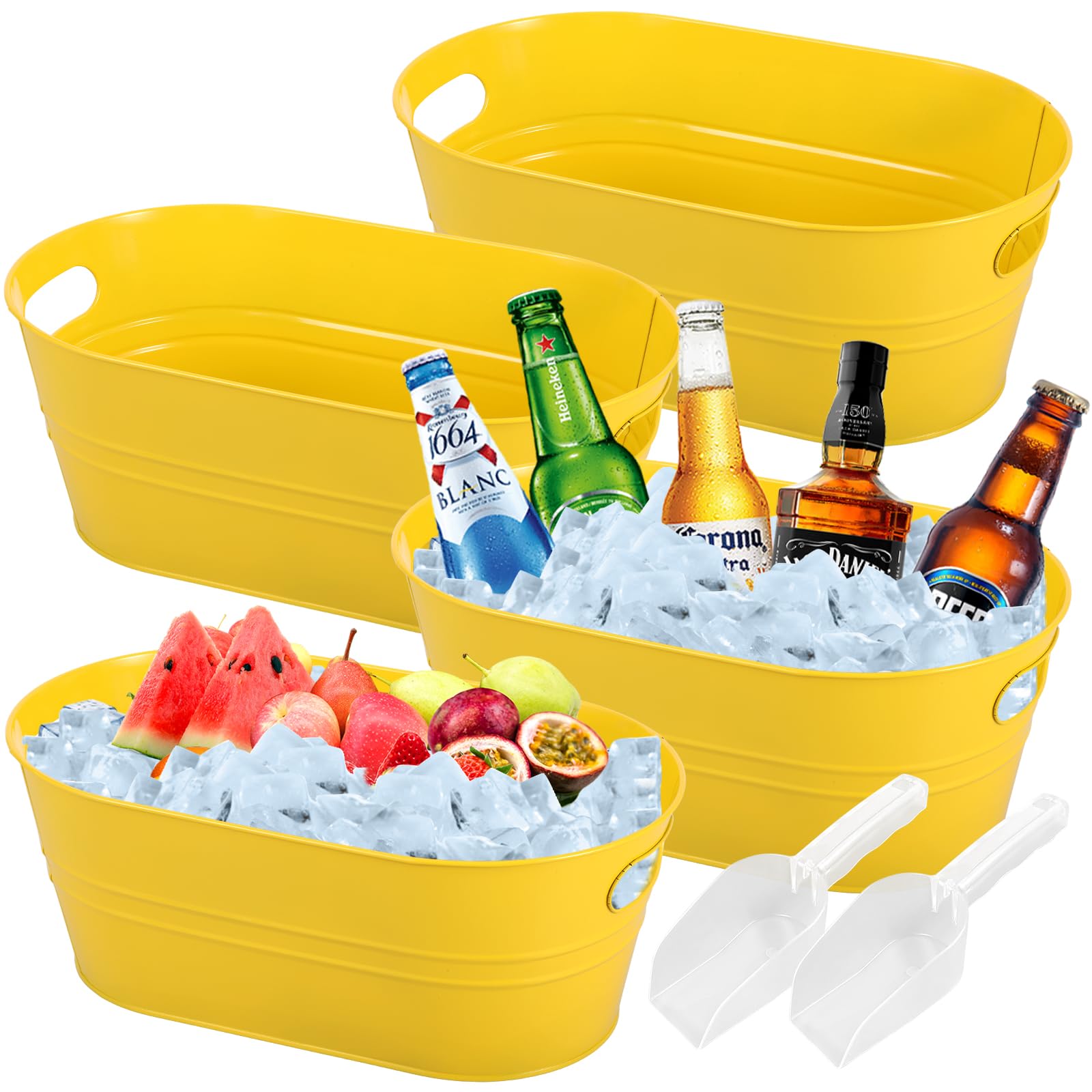 Snapklik.com : 4Pcs 3 Gallon Yellow Galvanized Bucket Ice Bucket Large ...