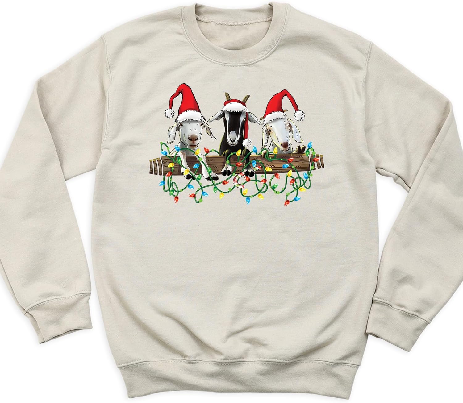 Amazon.com: Christmas Goats Sweatshirt, Funny Farm Animal Christmas ...