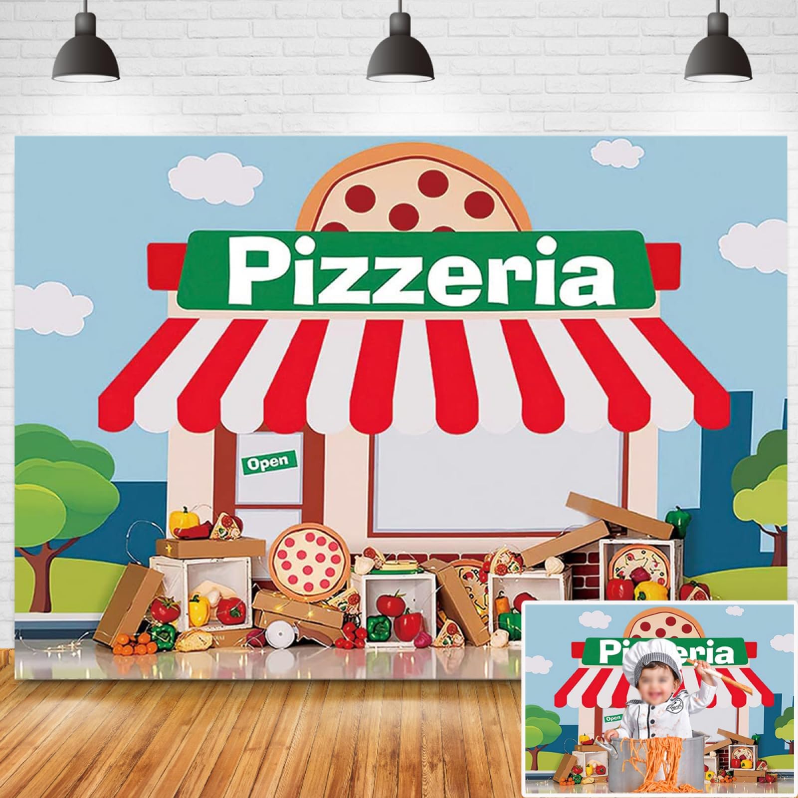Amazon.com : Pizza Party Backdrop Kids Cooking Theme Birthday Party ...