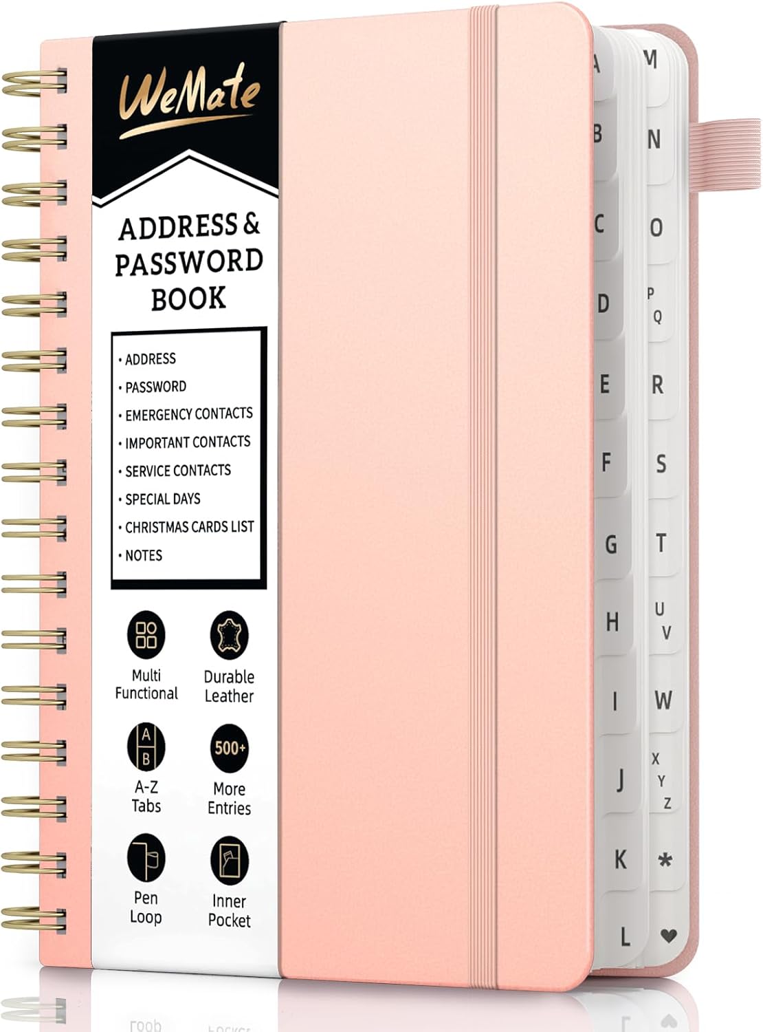 Amazon.com : WEMATE Spiral Address Book with Alphabetical Tabs, Leather ...