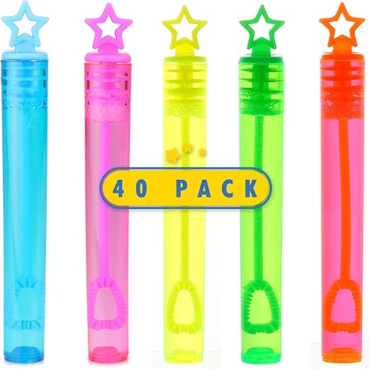 Amazon.com: 40-Piece Star Bubble Wands Assortment Neon Party Favors ...