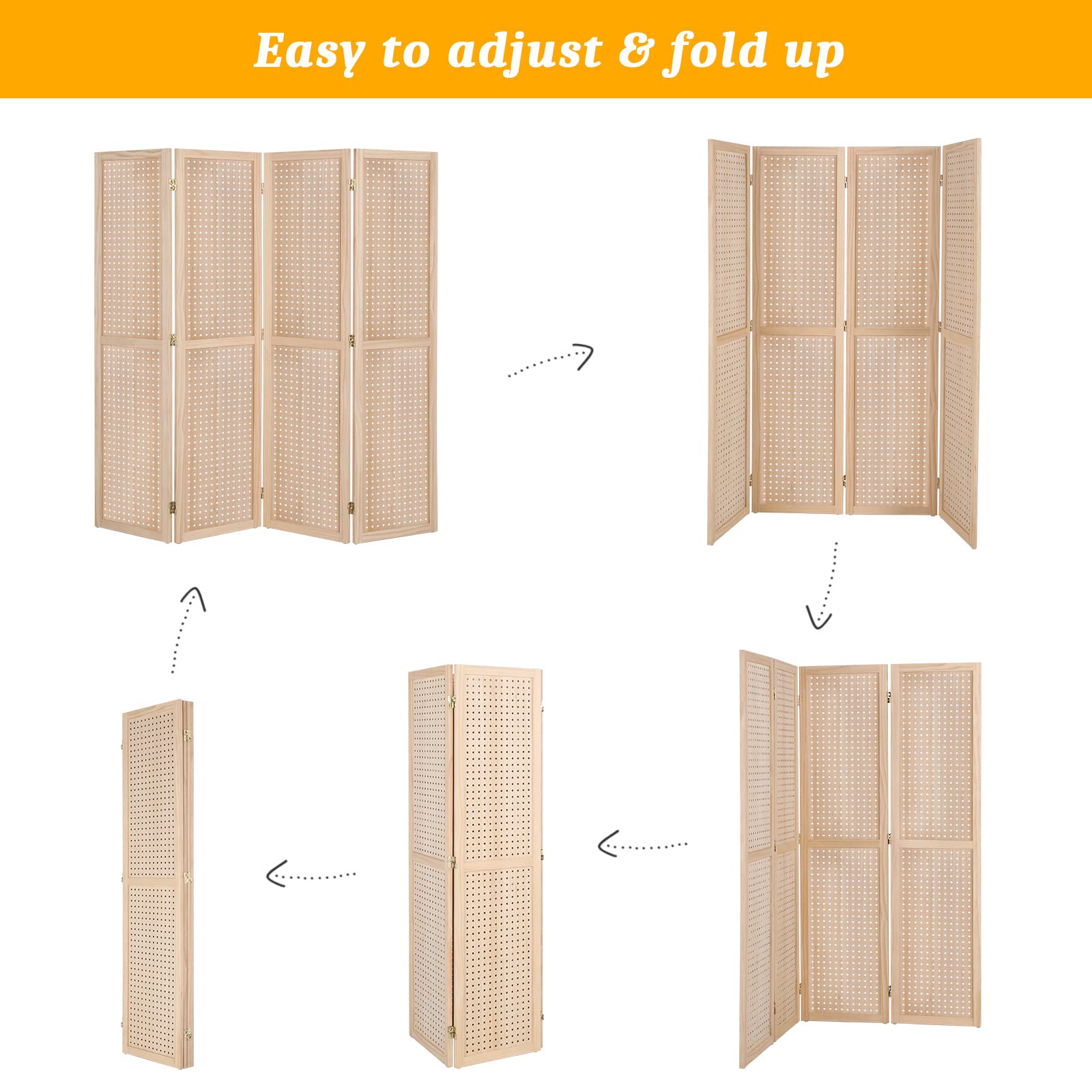 Snapklik.com : Bonnlo 4 Panel Pegboard Freestanding, 5 FT Portable ...
