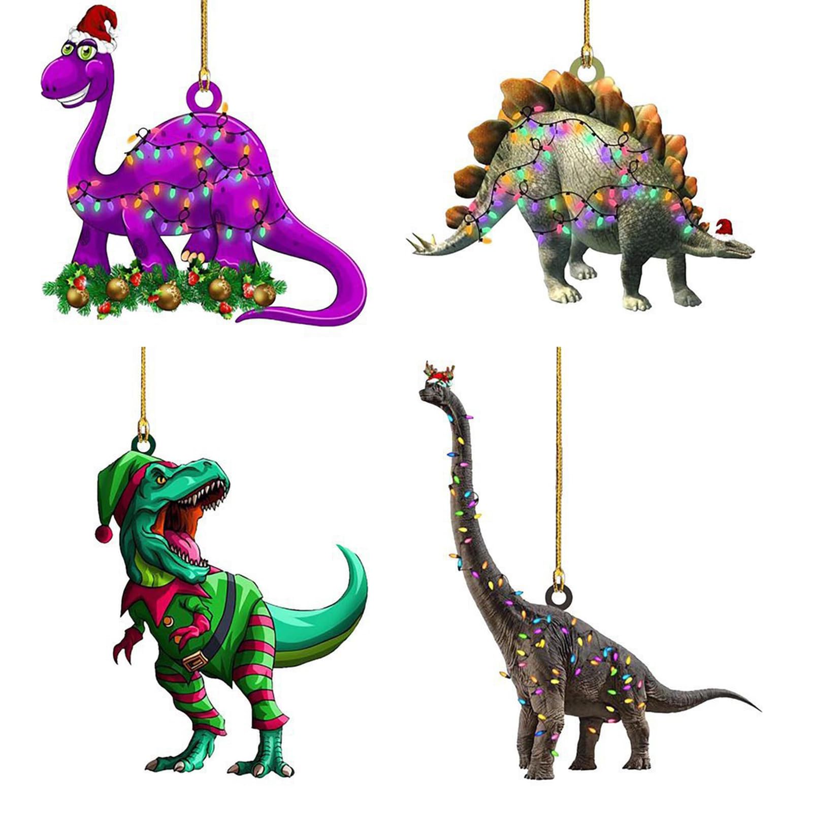 Christmas Ornaments Dinosaur Xmas Tree Decorations Acrylic Hanging ...