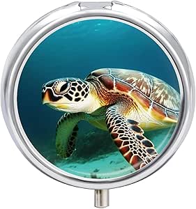 Amazon.com: Sea Turtle Pill Box, Travel Medicine Pill Case with Mirror ...