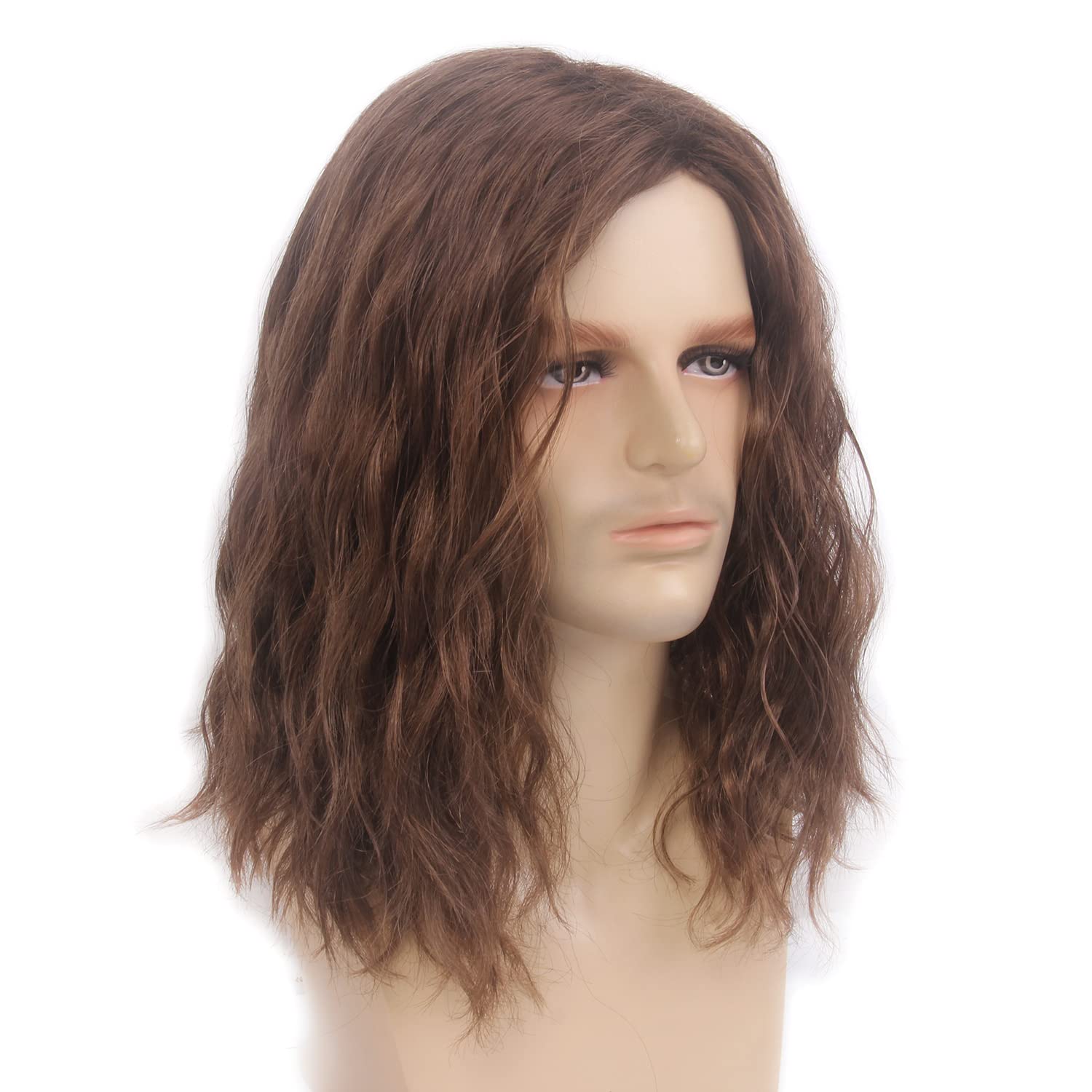 REEWES Mens Wig Long Men Wigs Wig Curly Wave Layered Hair with Cap ...