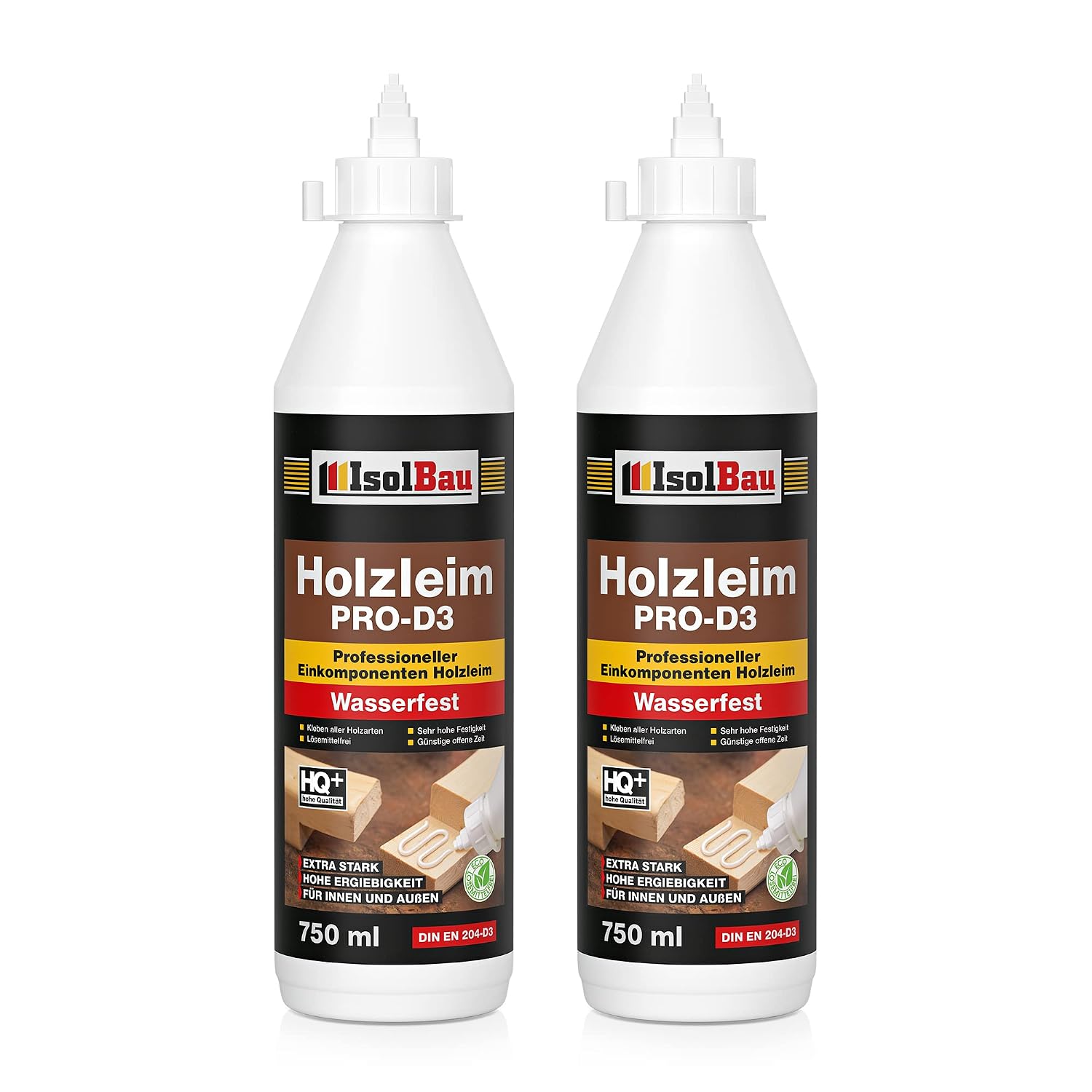 Isolbau Holzleim PRO-D3-2 x 750 ml (860 g) Extra starker Holzkleber für ...