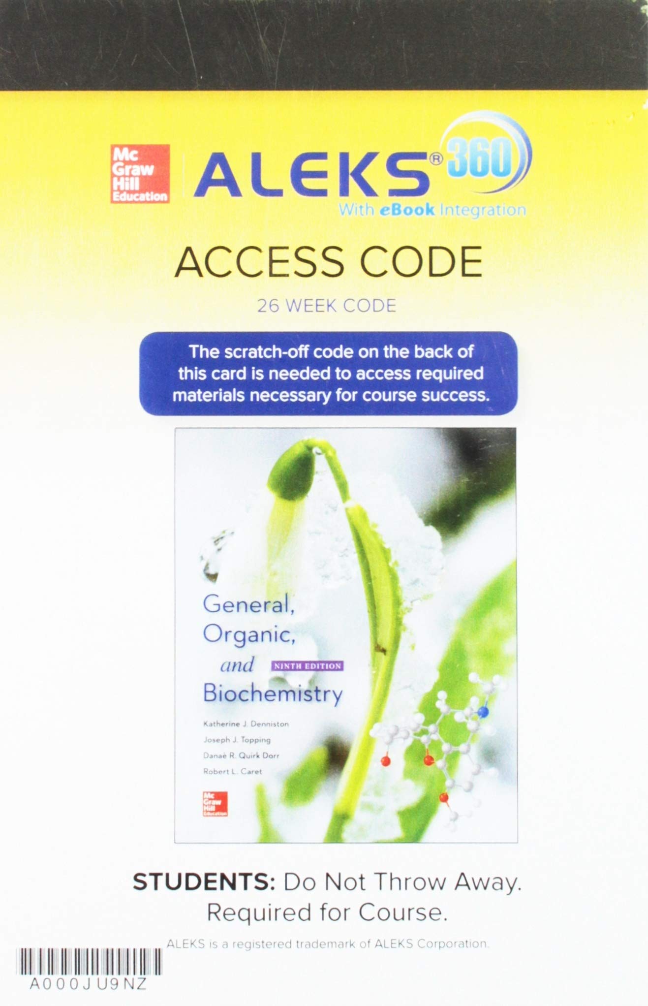 ALEKS 360 Access Card (1 Semester) for General, Organic and ...