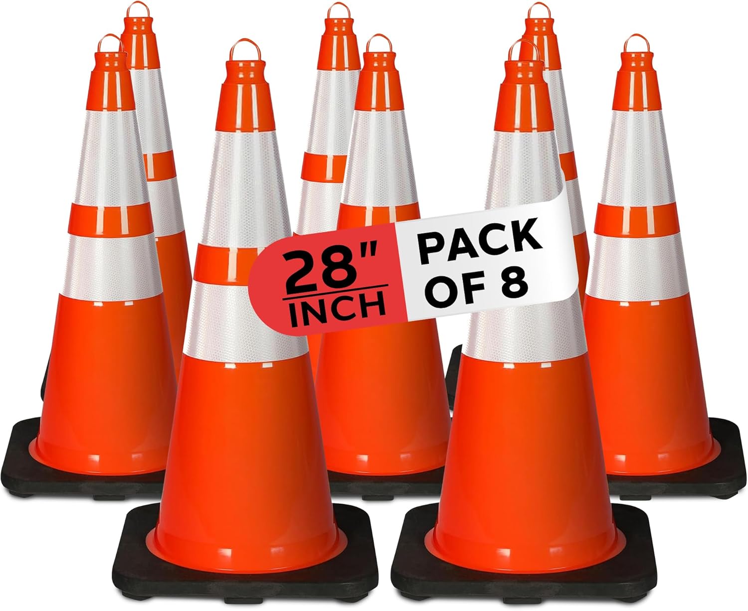 Amazon.com: Pyle 28" PVC Traffic Cones, 8-Pack Safety Cones for Parking ...