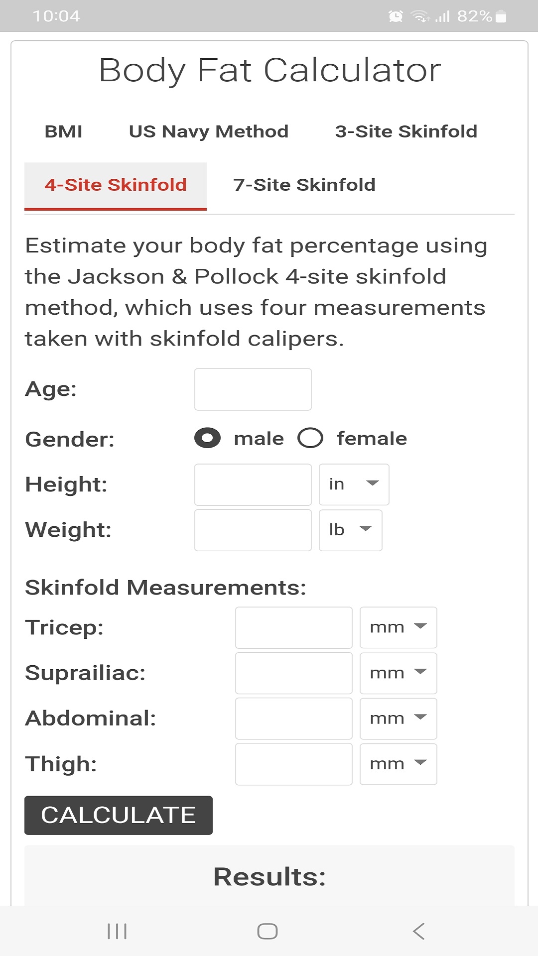 Body Fat Calculator - App on Amazon Appstore