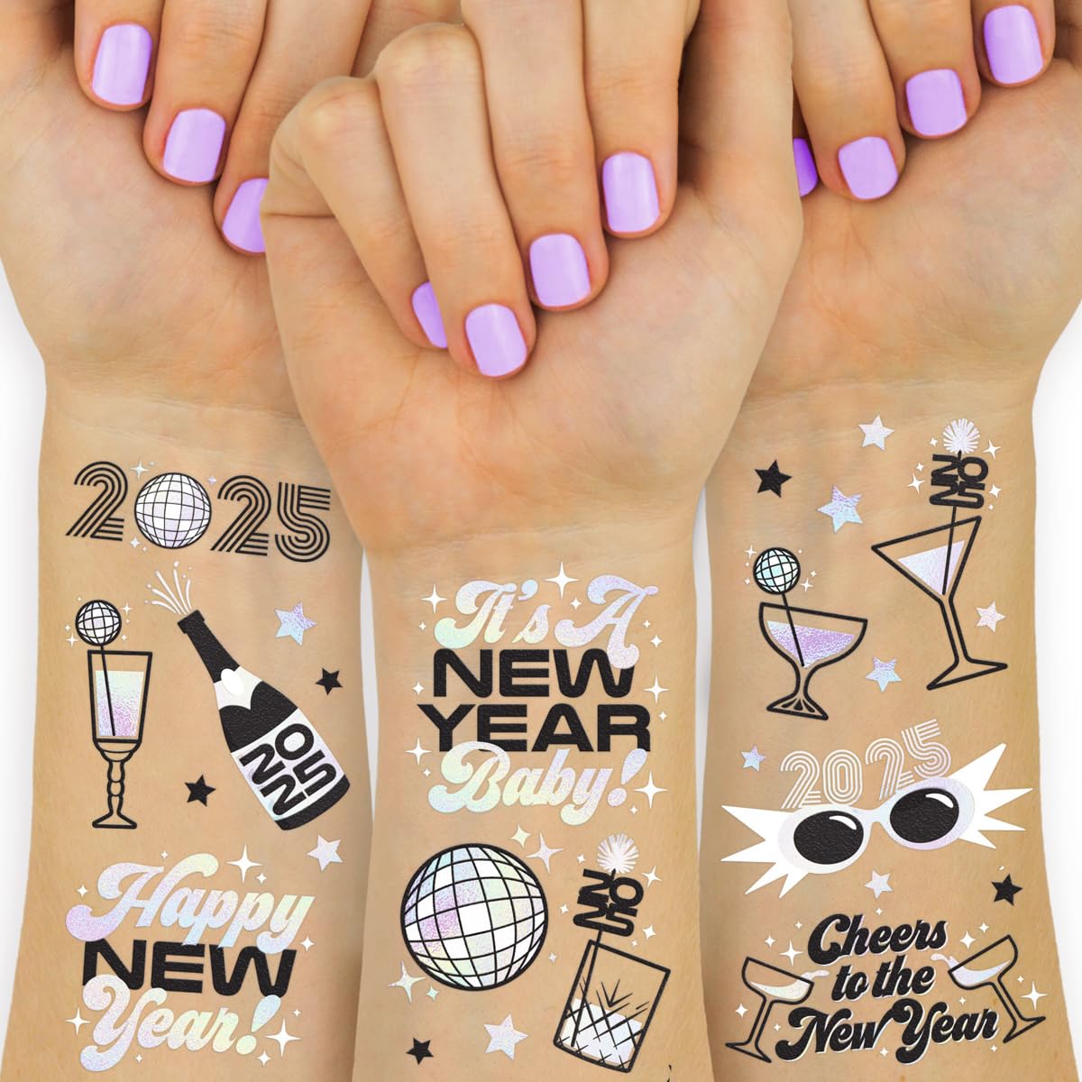 Amazon.com : xo, Fetti New Years Eve Party Supplies Tattoos - 42 Foil ...