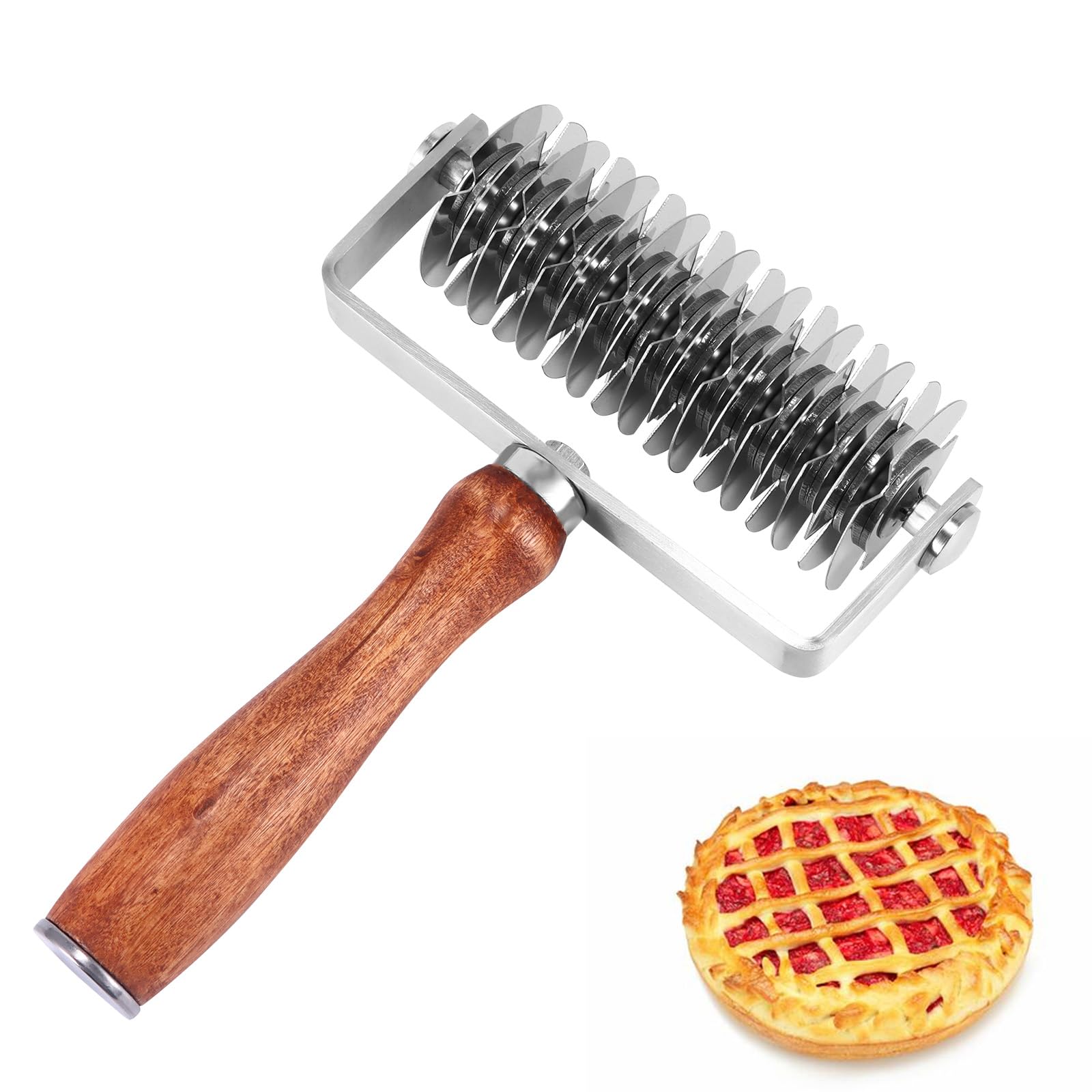 Lattice Pastry Cutter, Stainless Steel Pastry Lattice Cutter with Wood ...