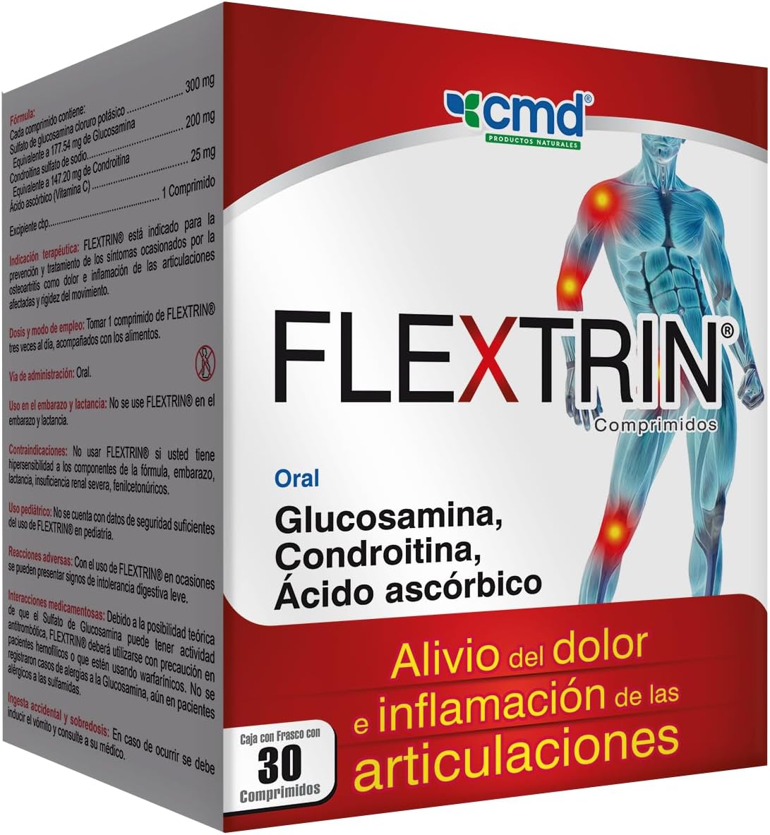 CMD - FLEXTRIN 30 - Glucosamina, Condroitina y Ácido Ascórbico - 1 Caja ...