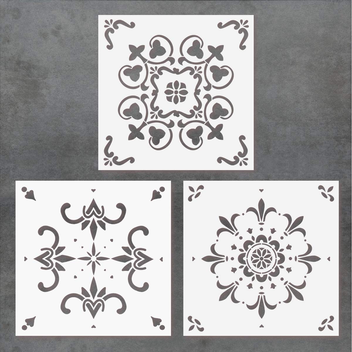Buy CODOHI 3 Pack Tile Stencil (12x12 Inch) Floor Wall Bathroom Stencil ...