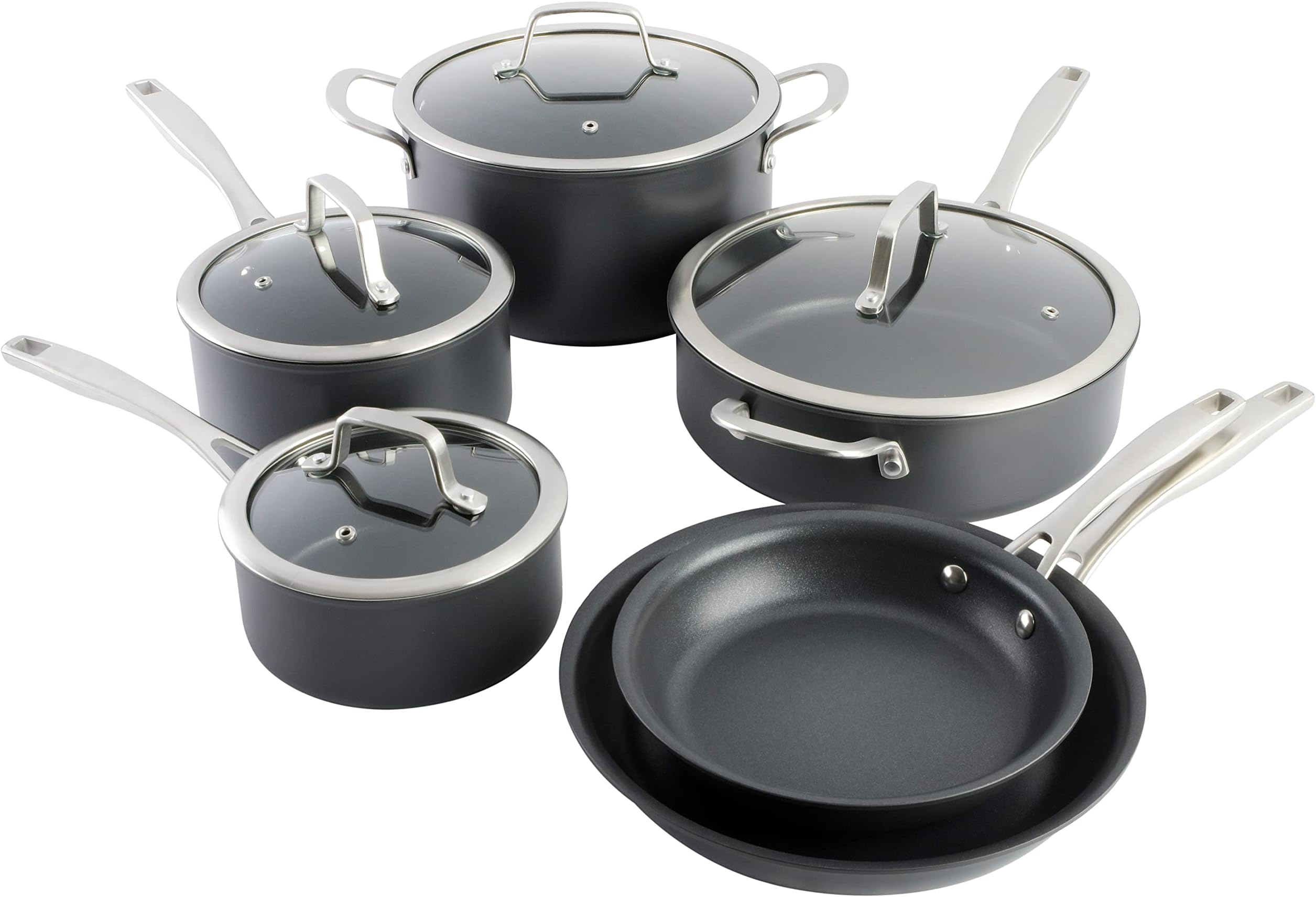 Amazon.com: Kirkland Signature Hard Anodised Pot & Pan Cookware Set ...