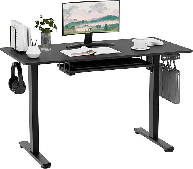Amazon.com: LEVAGEDAMAI Height Adjustable Standing Desk with Keyboard ...