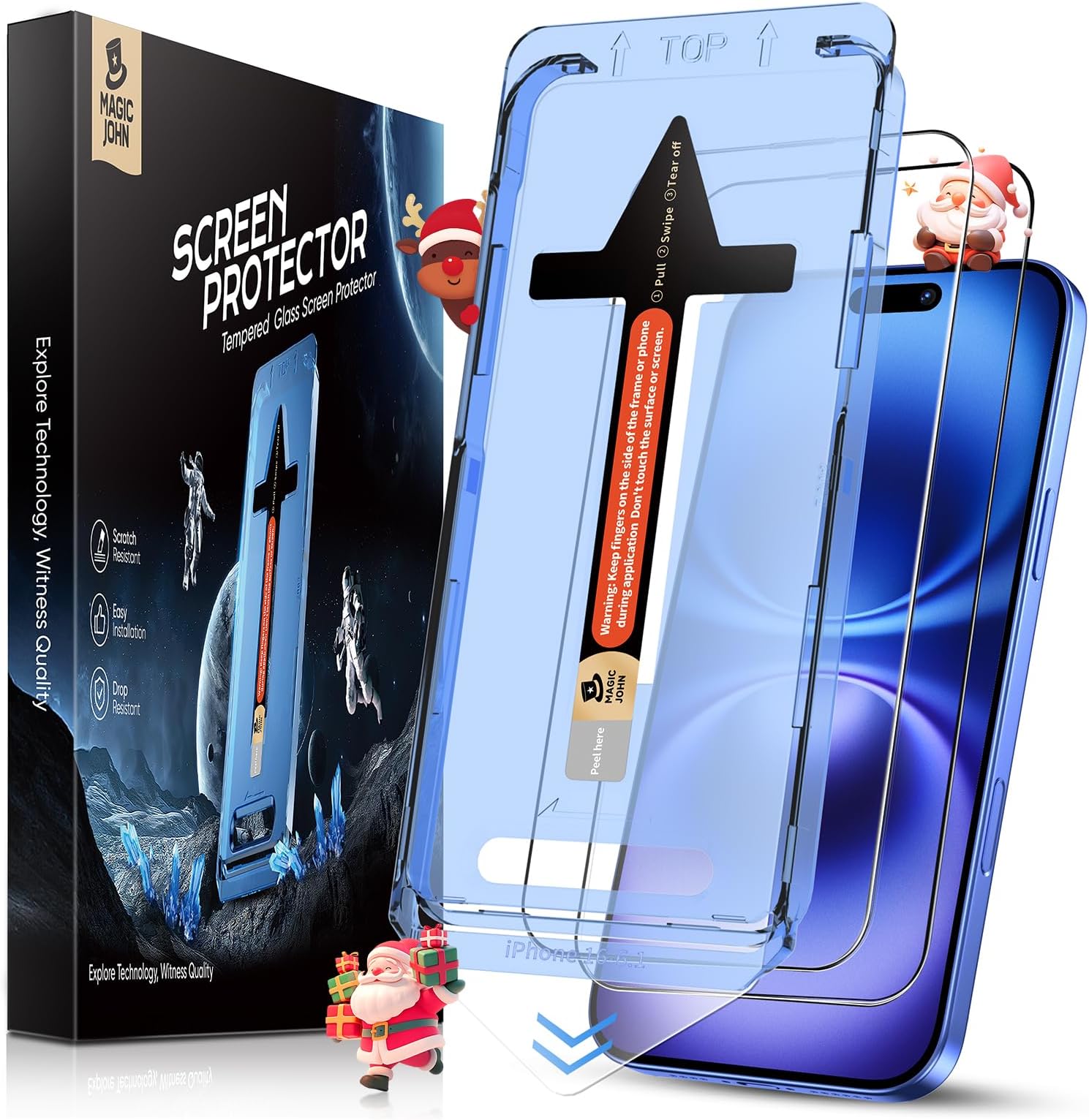 Amazon.com: MAGIC JOHN 3rd Gen Upgraded for iPhone 15/iPhone 16 Screen Protector 6.1 Inch, HD ...