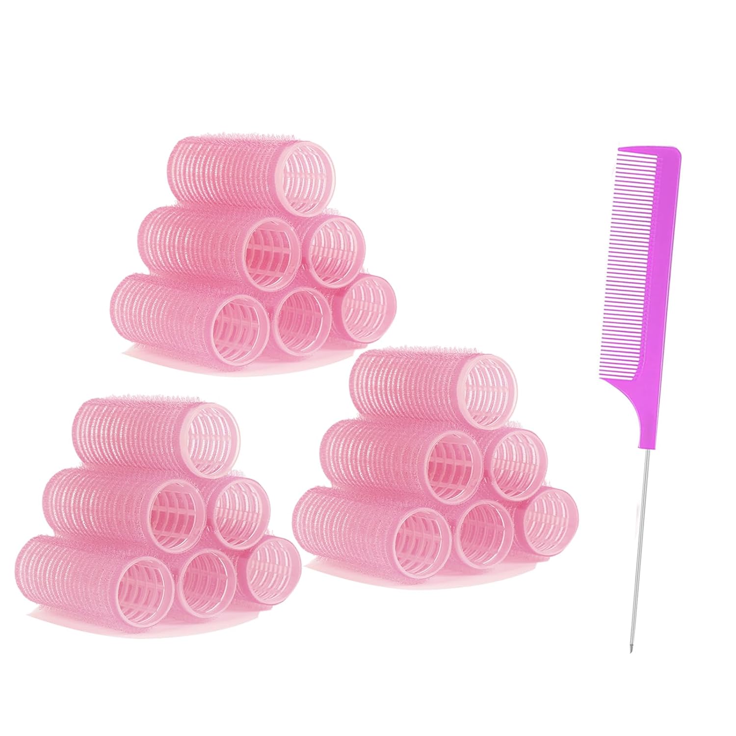 Amazon.com : ZMD 18Pcs Self Grip Small Hair Rollers Curlers, Plastic ...